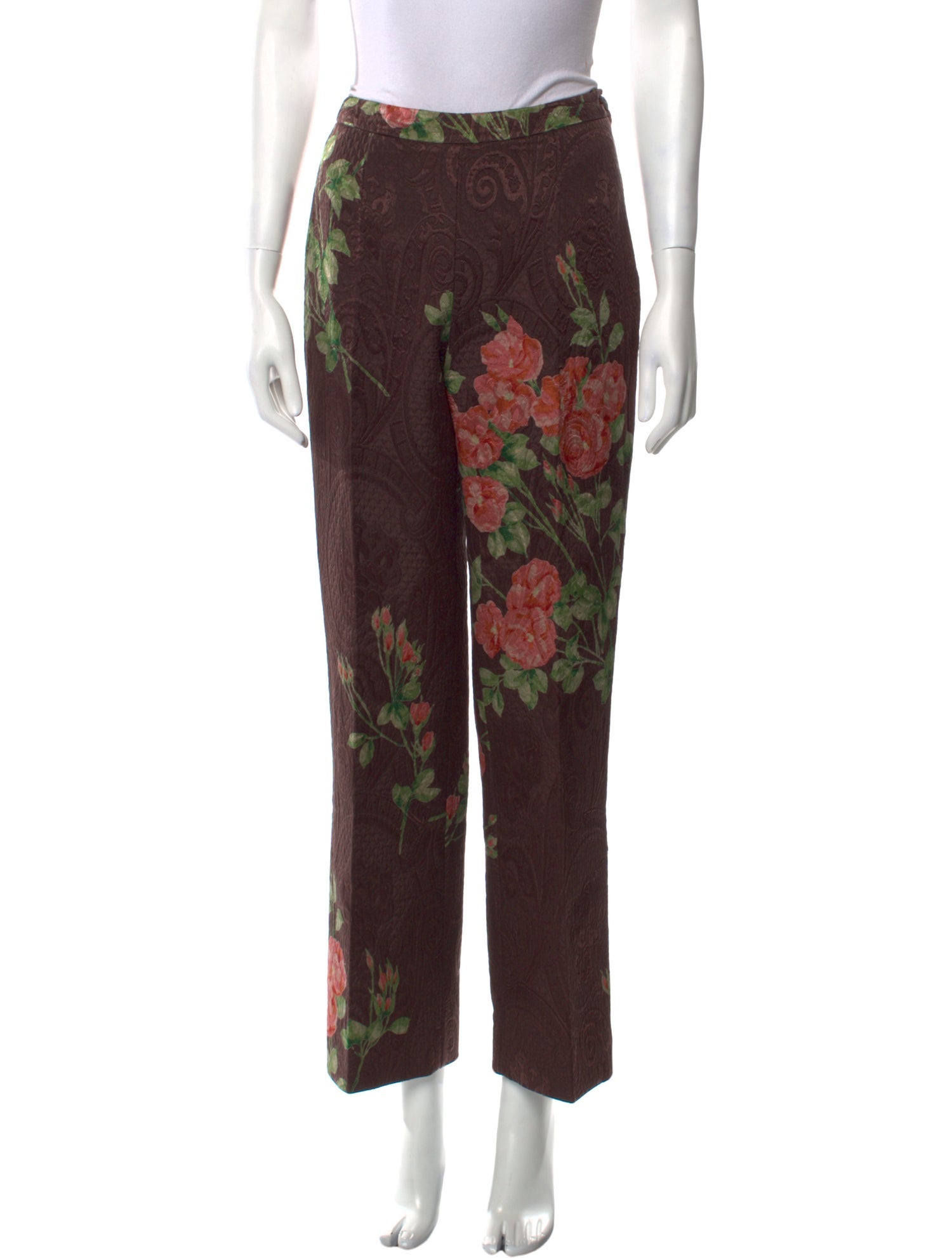 Etro Graphic Print Wide Leg Pants - Black, 13.75" Rise Pants, Clothing ...