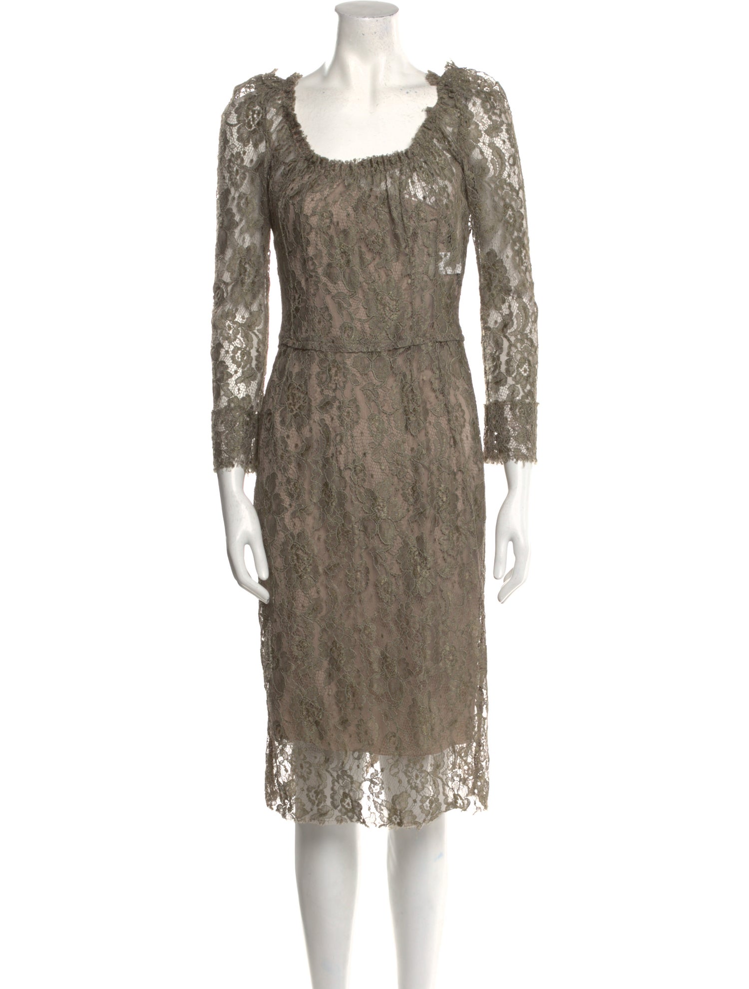 Dolce & Gabbana Lace Pattern Midi Length Dress - Brown Dresses ...