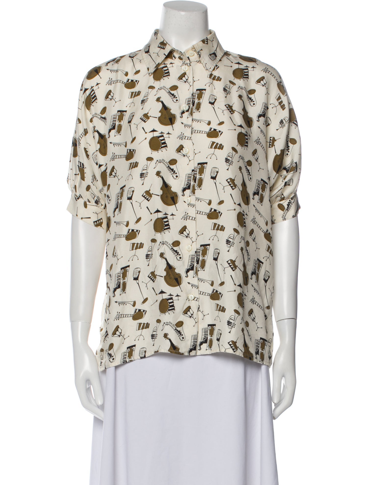 Burberry Plaid Print Long Sleeve Button-Up Top w/ Tags - Neutrals Tops ...