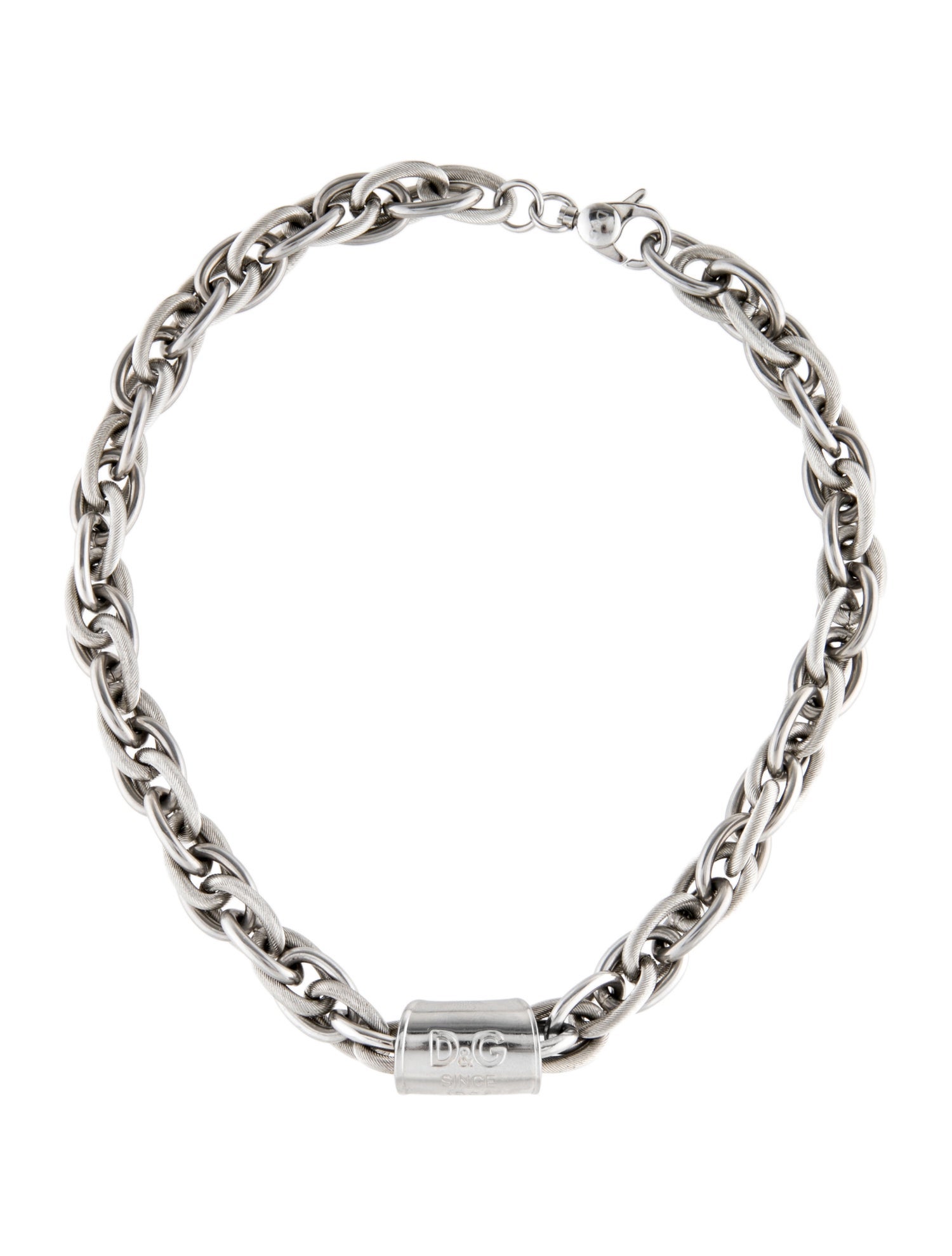 Dolce & Gabbana D&G Logo Chain Choker Necklace - Silver-Tone Metal ...
