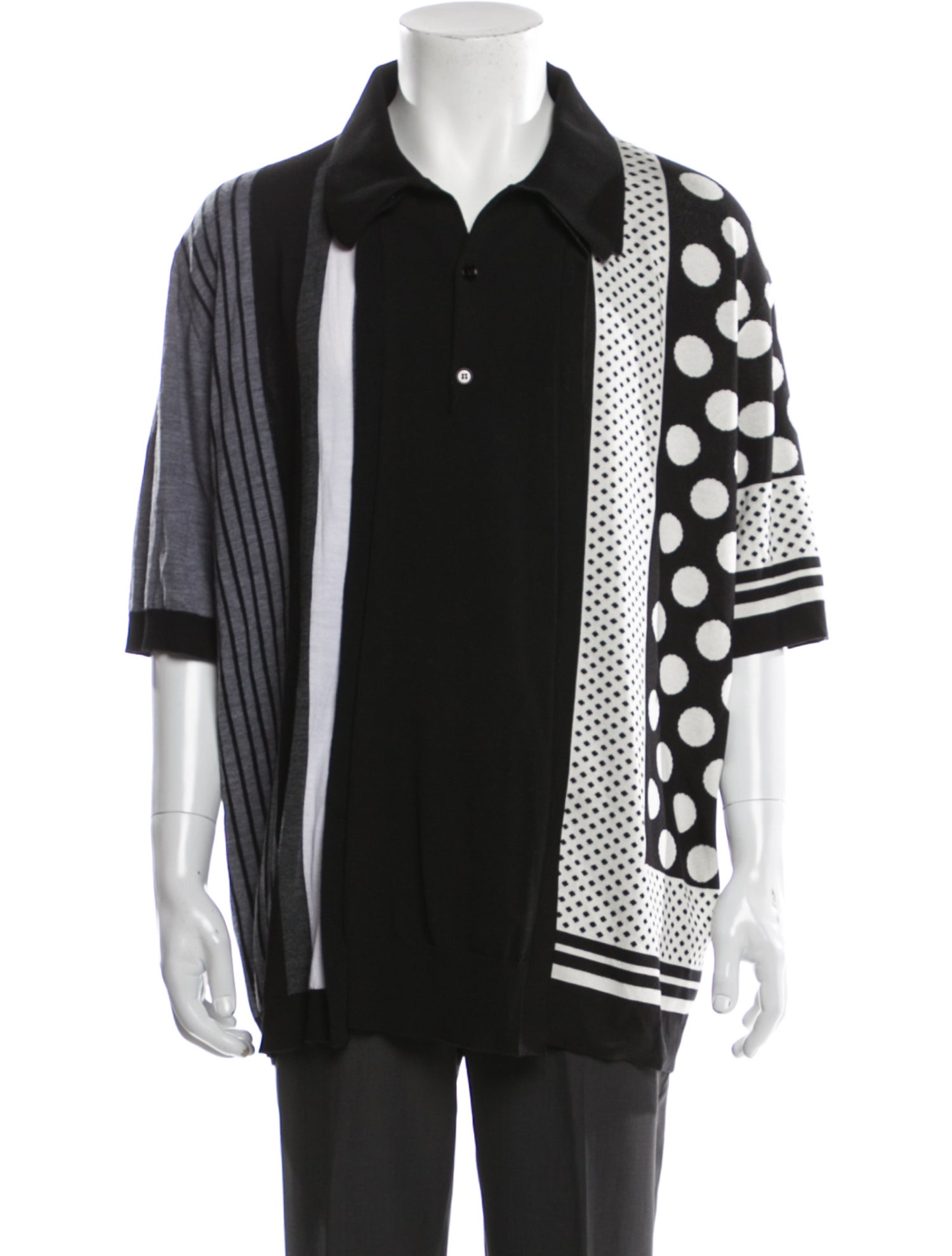 Dolce & Gabbana Polka Dot Print Collar Polo Shirt - Black Polos ...