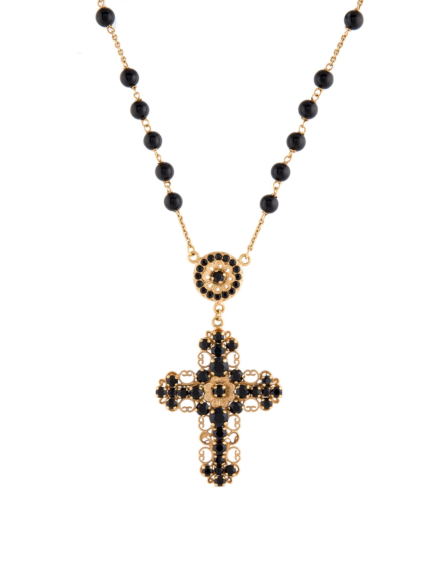 Dolce & Gabbana Crystal & Bead Pendant Necklace - Gold-Plated Pendant ...