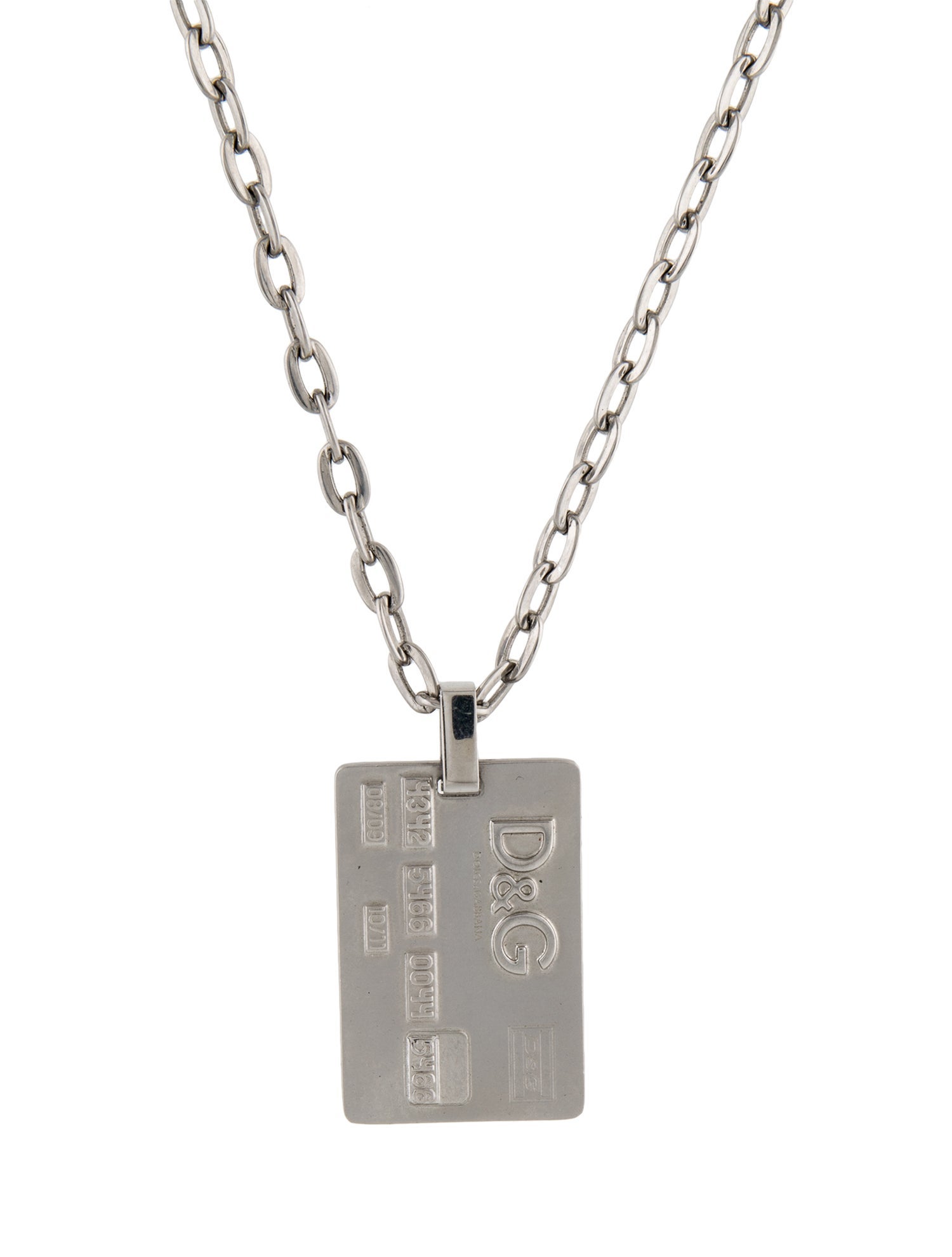 Dolce & Gabbana Credit Card Necklace - Silver-Tone Metal Chain ...