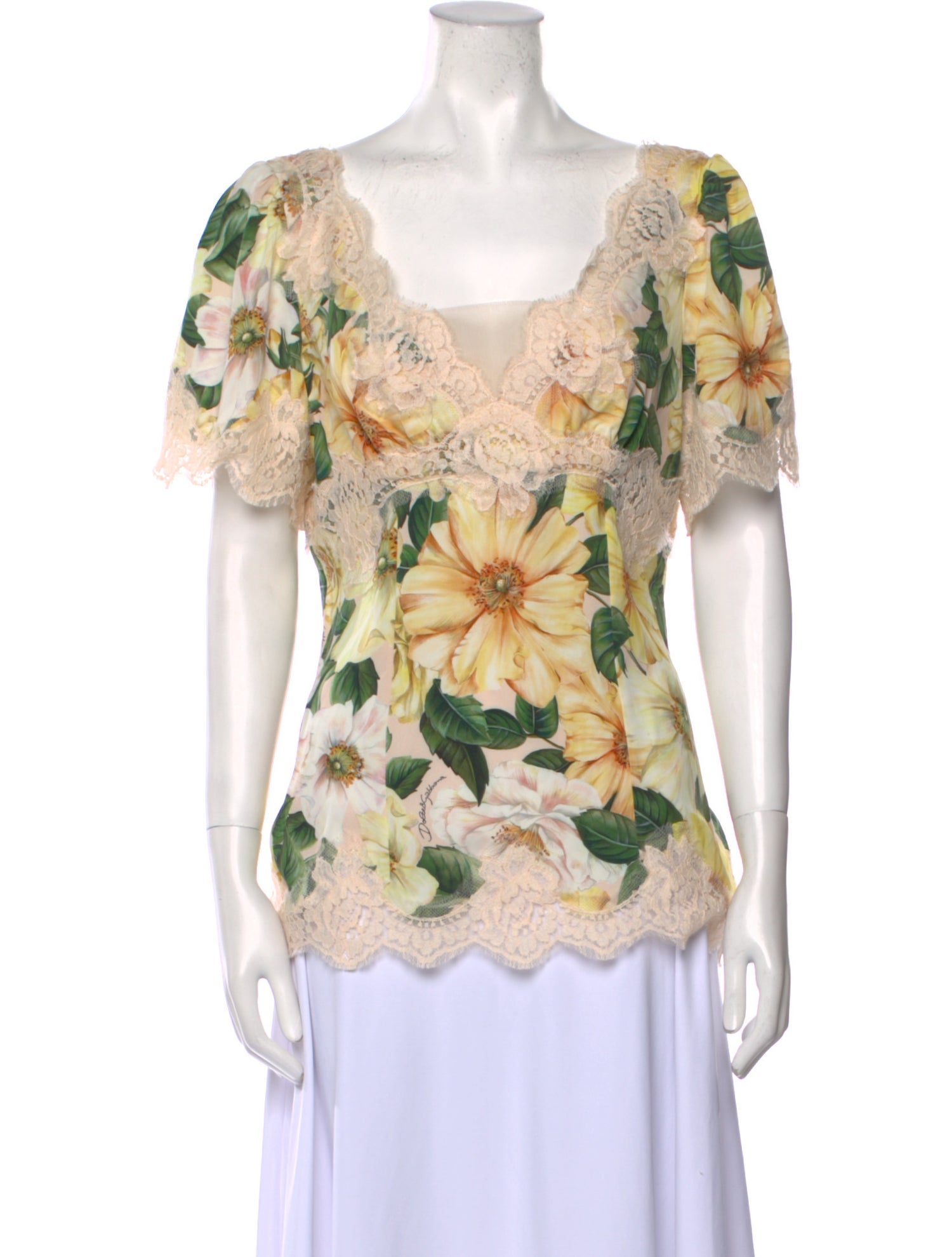 Dolce & Gabbana Silk Floral Print Blouse - Yellow Tops, Clothing ...
