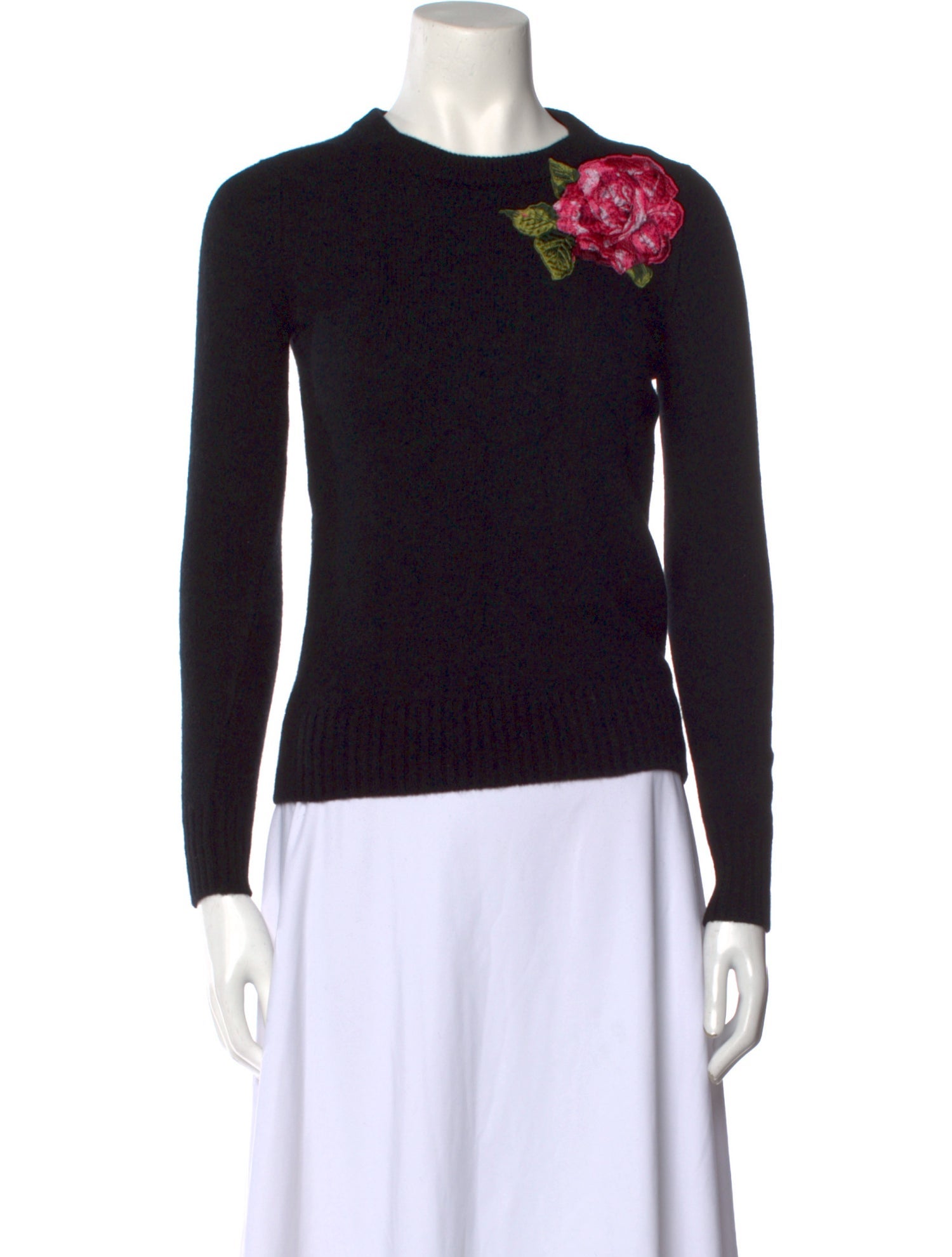 Dolce & Gabbana Virgin Wool Floral Print Sweater - Black Knitwear ...