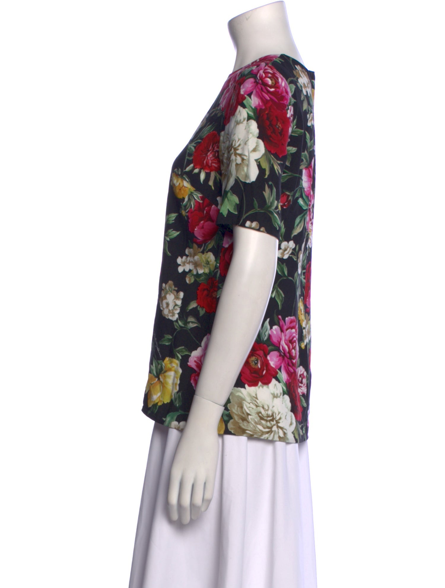 Dolce & Gabbana Floral Print Crew Neck Hoodie - Metallic Tops, Clothing ...