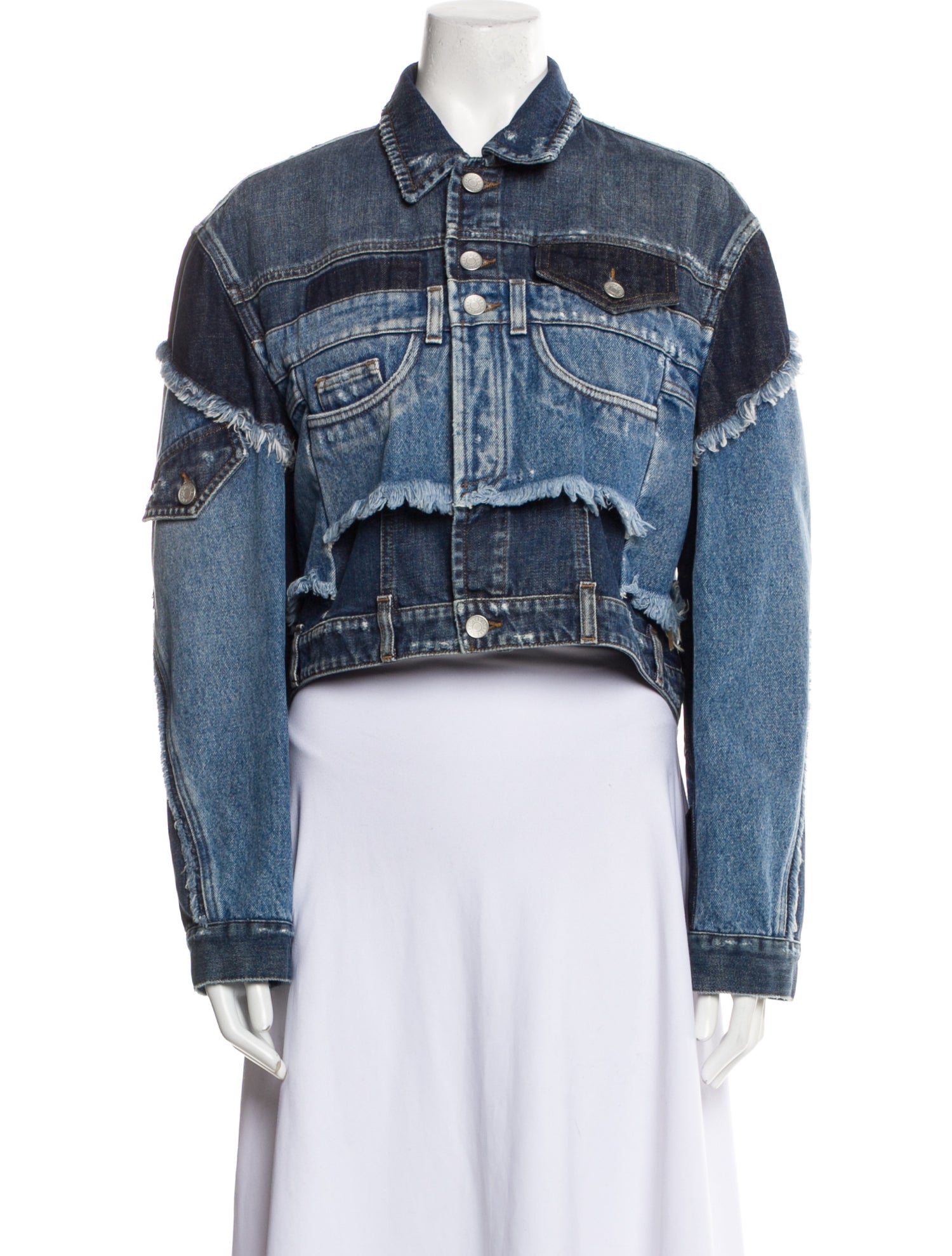 Dolce & Gabbana Colorblock Pattern Denim Jacket - Blue Jackets ...