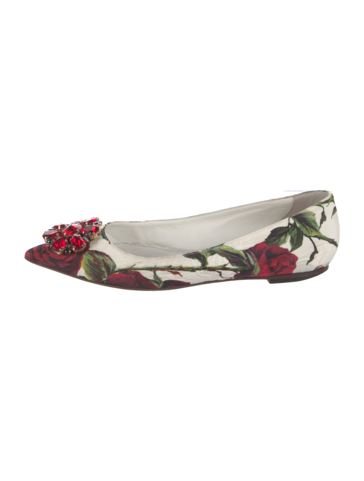 Dolce & Gabbana Canvas Floral Print Flats - White Flats, Shoes ...