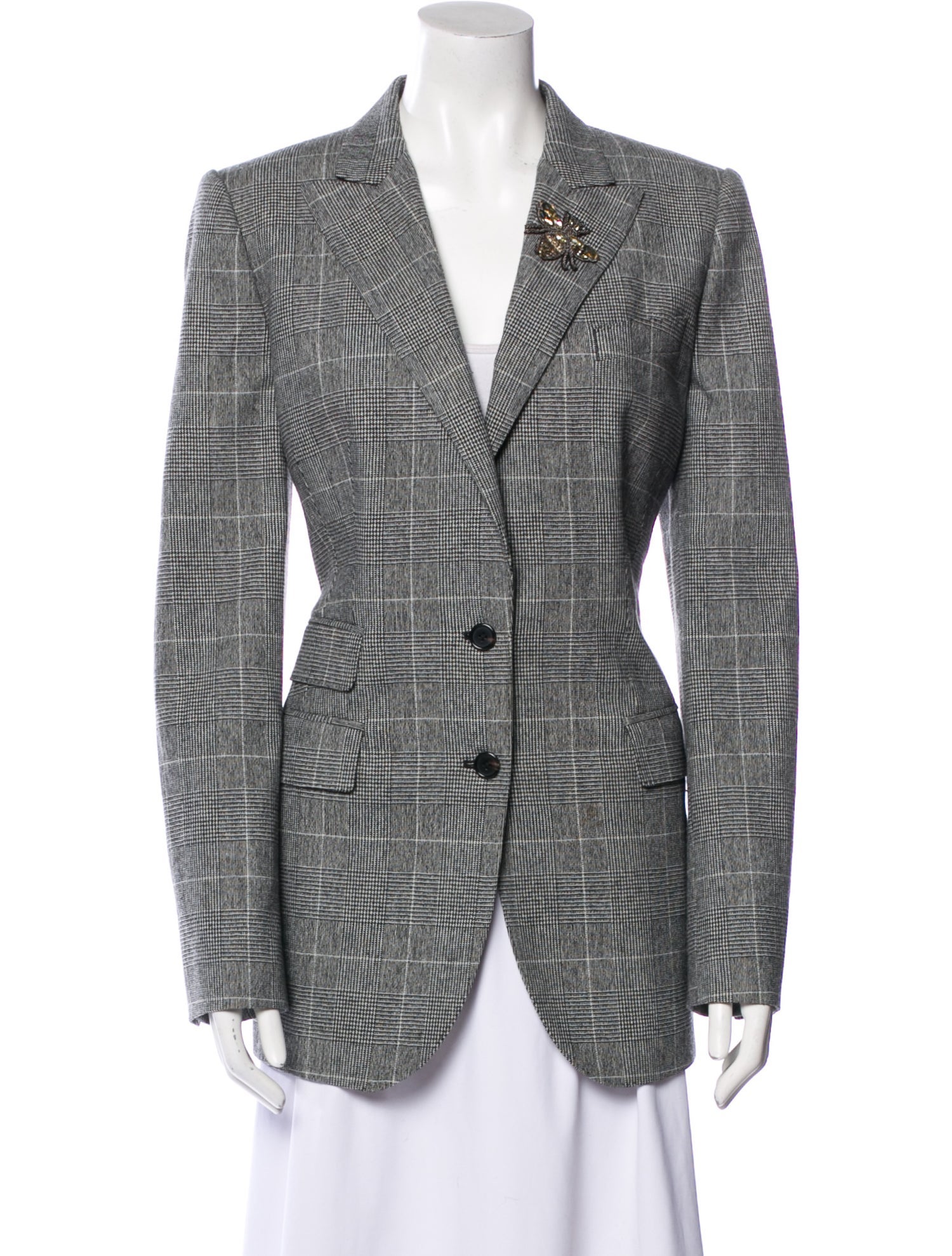 Dolce & Gabbana Wool Plaid Print Blazer - Grey Jackets, Clothing ...
