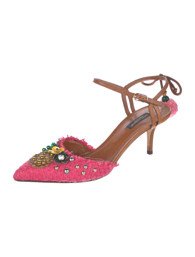 Mach & Mach Floral Print D'Orsay Pumps - Pink Pumps, Shoes - WMHAM21853 ...