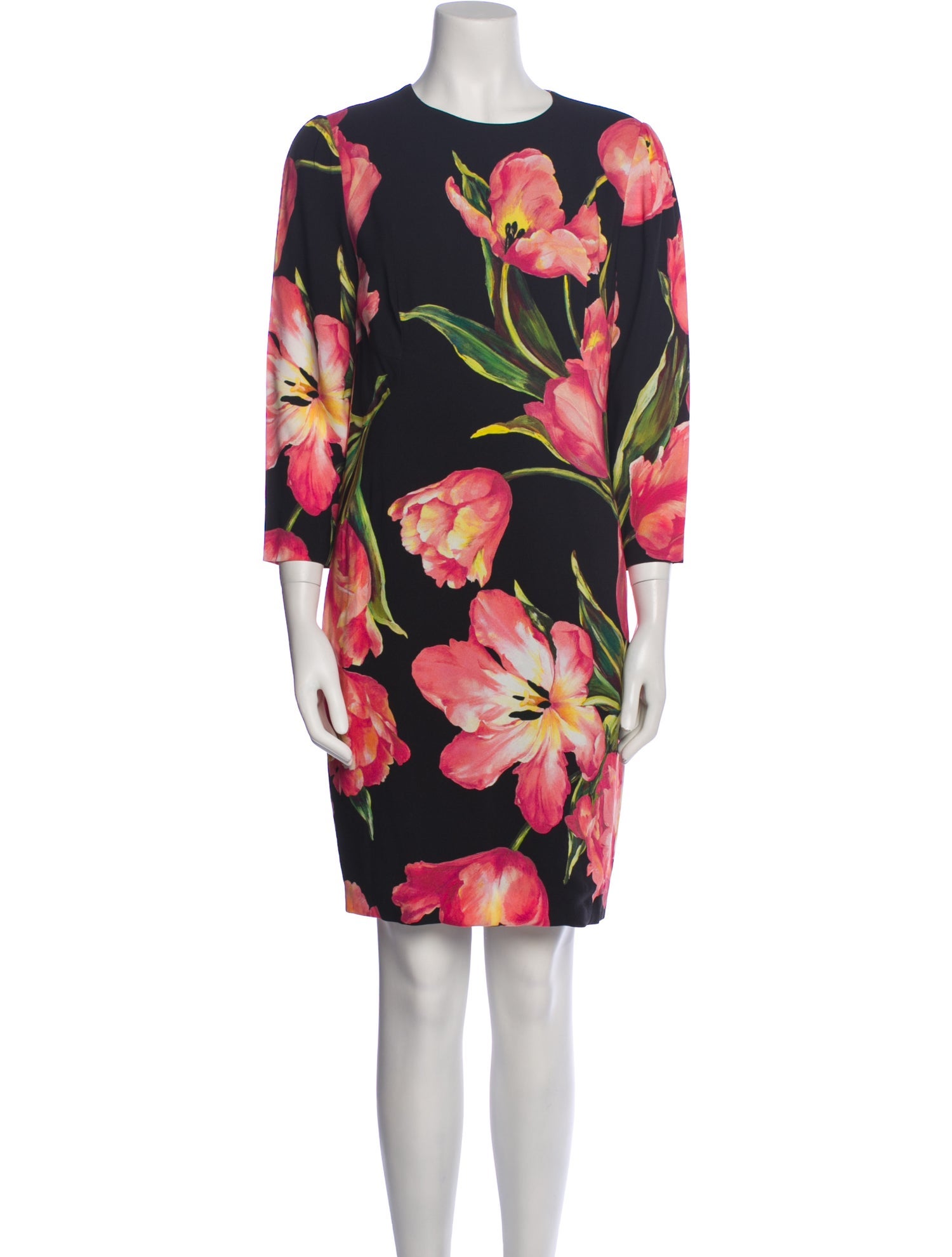 Dolce & Gabbana Floral Print Knee-Length Dress - Black Dresses ...