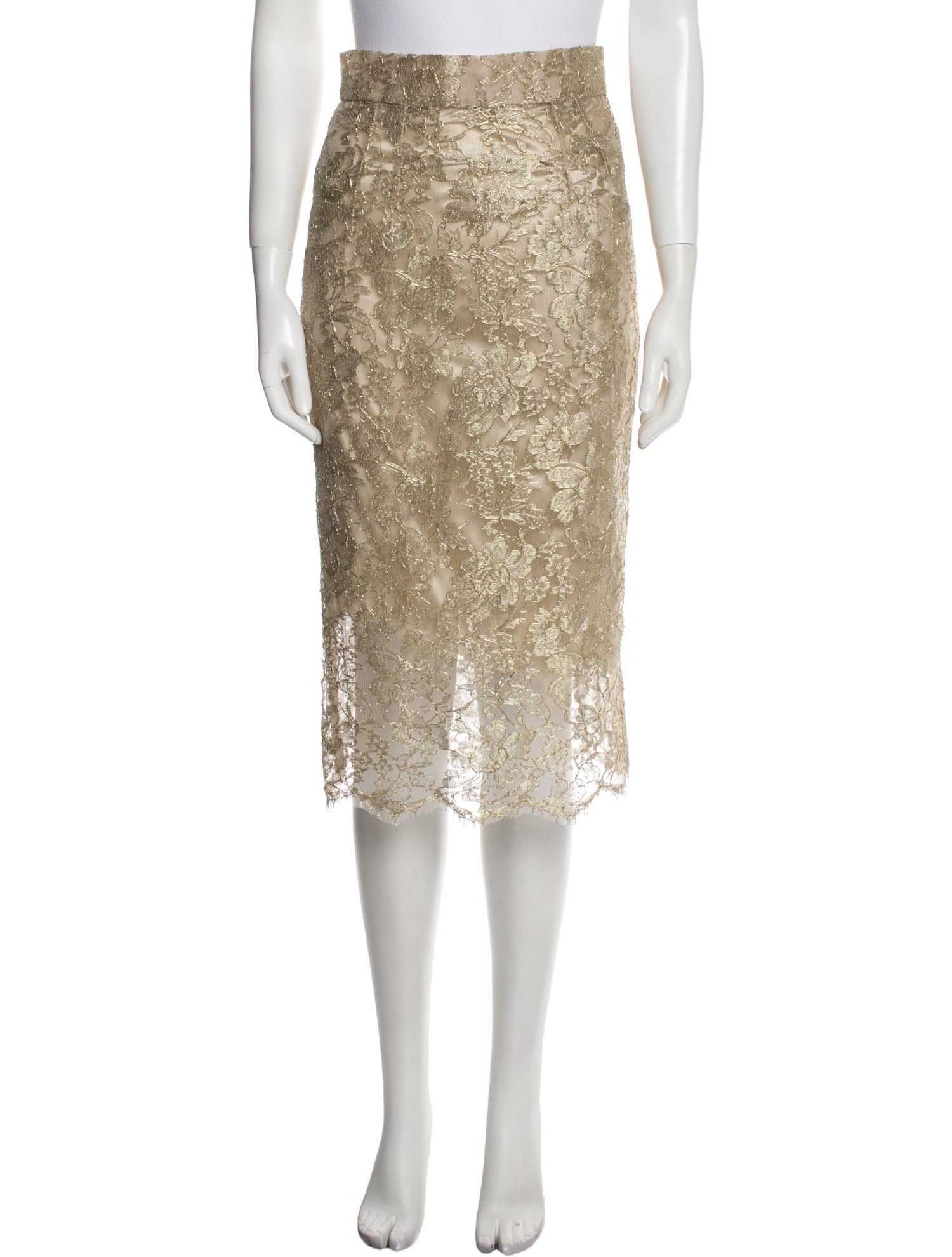 Dolce & Gabbana Lace Pattern Knee-Length Skirt - Gold Skirts, Clothing ...