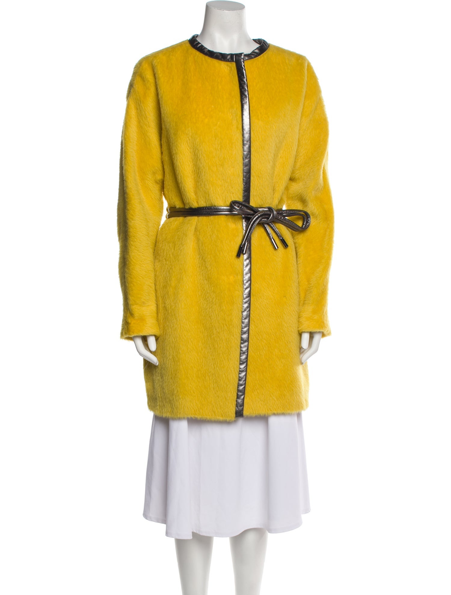 Dolce & Gabbana Alpaca Faux Fur Coat - Yellow Coats, Clothing ...