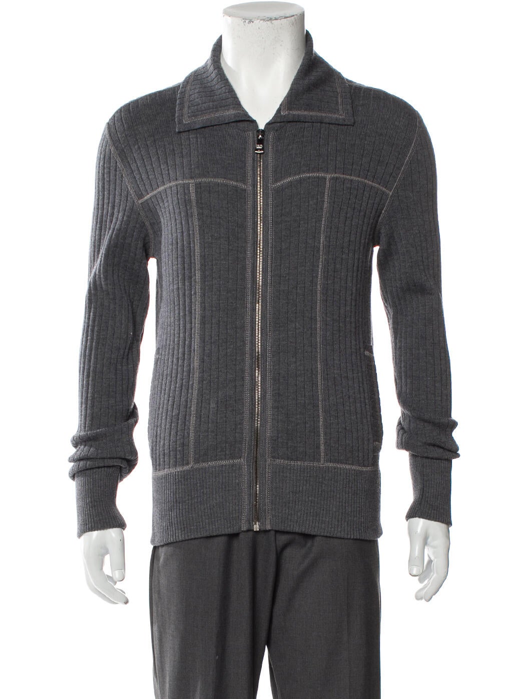 Dolce & Gabbana Virgin Wool Collar Polo Sweater - Grey Sweaters ...