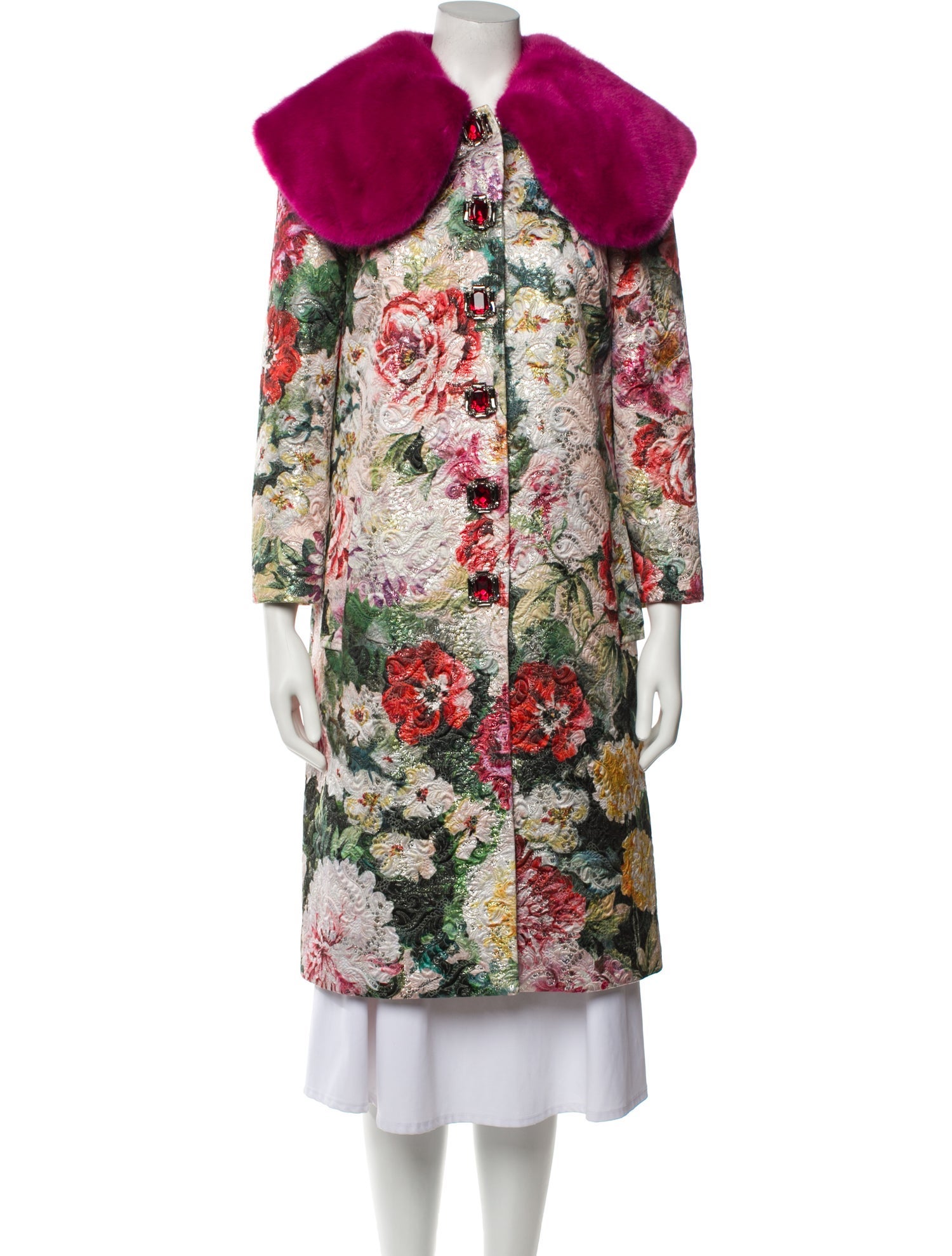 Dolce & Gabbana Floral Print Coat - Black Coats, Clothing - DAG496567 ...