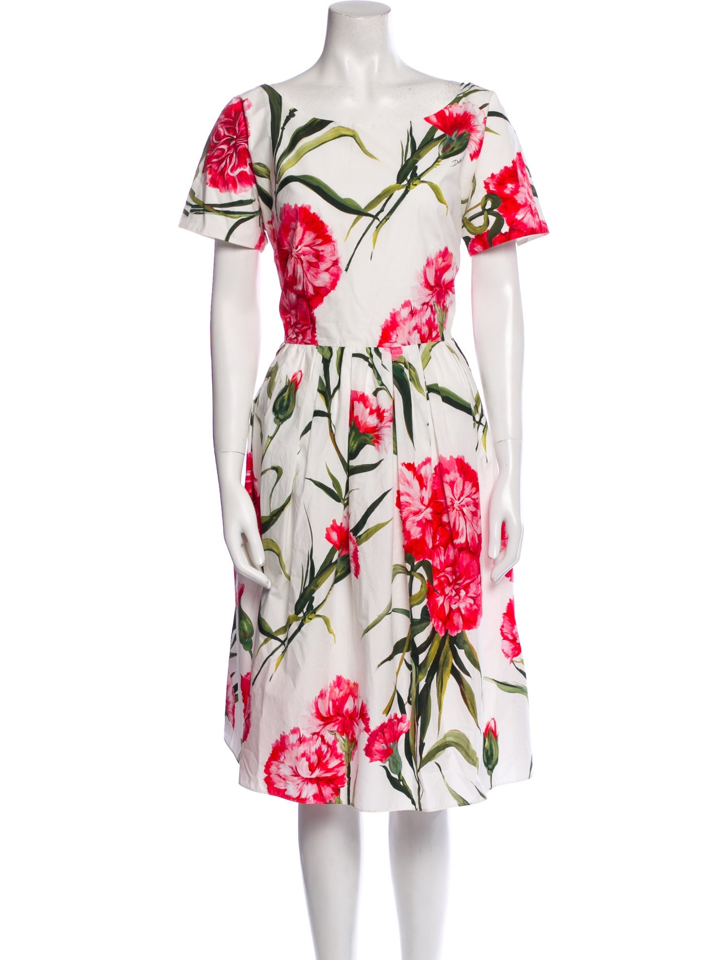 Dolce & Gabbana Floral Print Knee-Length Dress - White Dresses ...