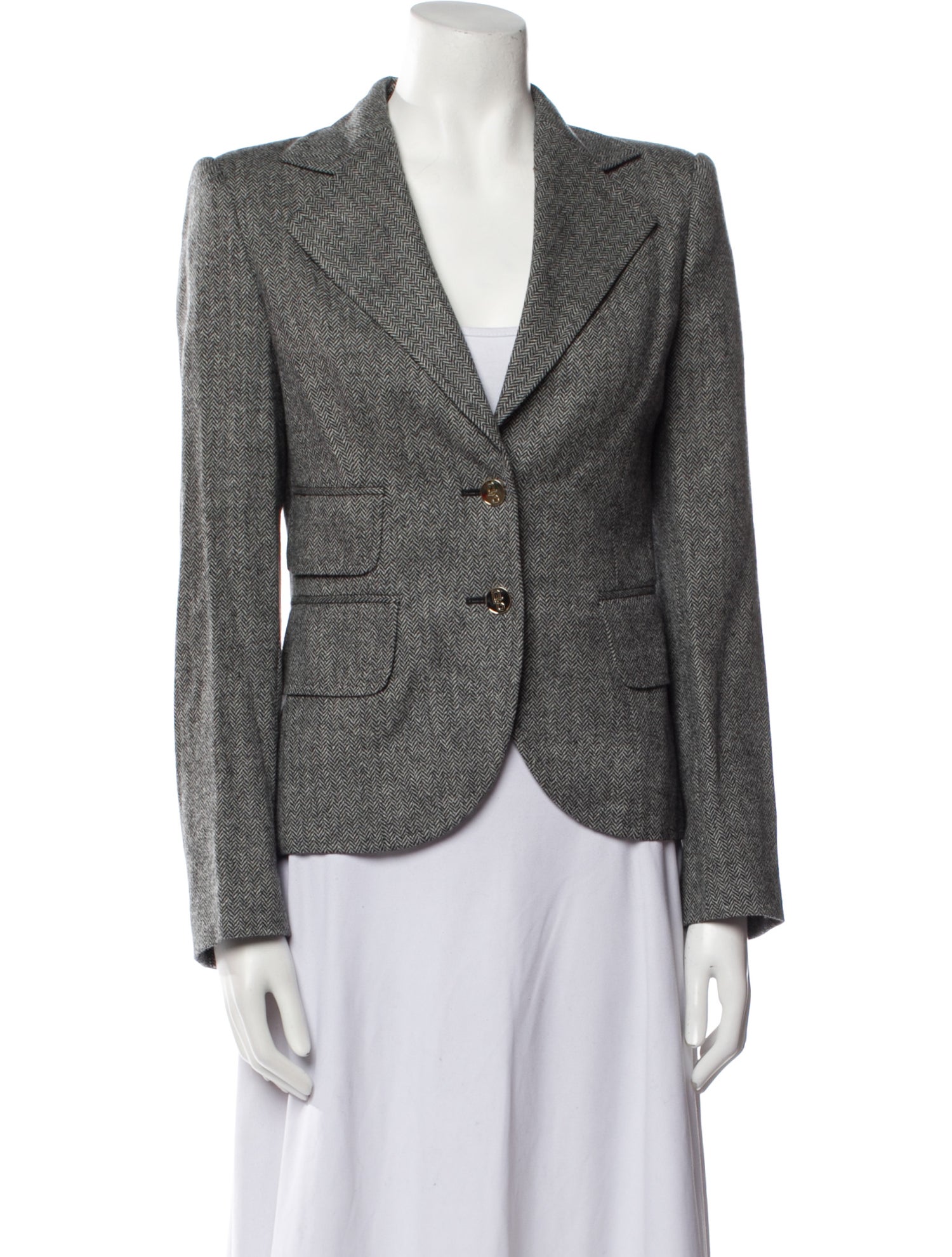 Dolce & Gabbana Virgin Wool Tweed Pattern Blazer - Grey Jackets ...