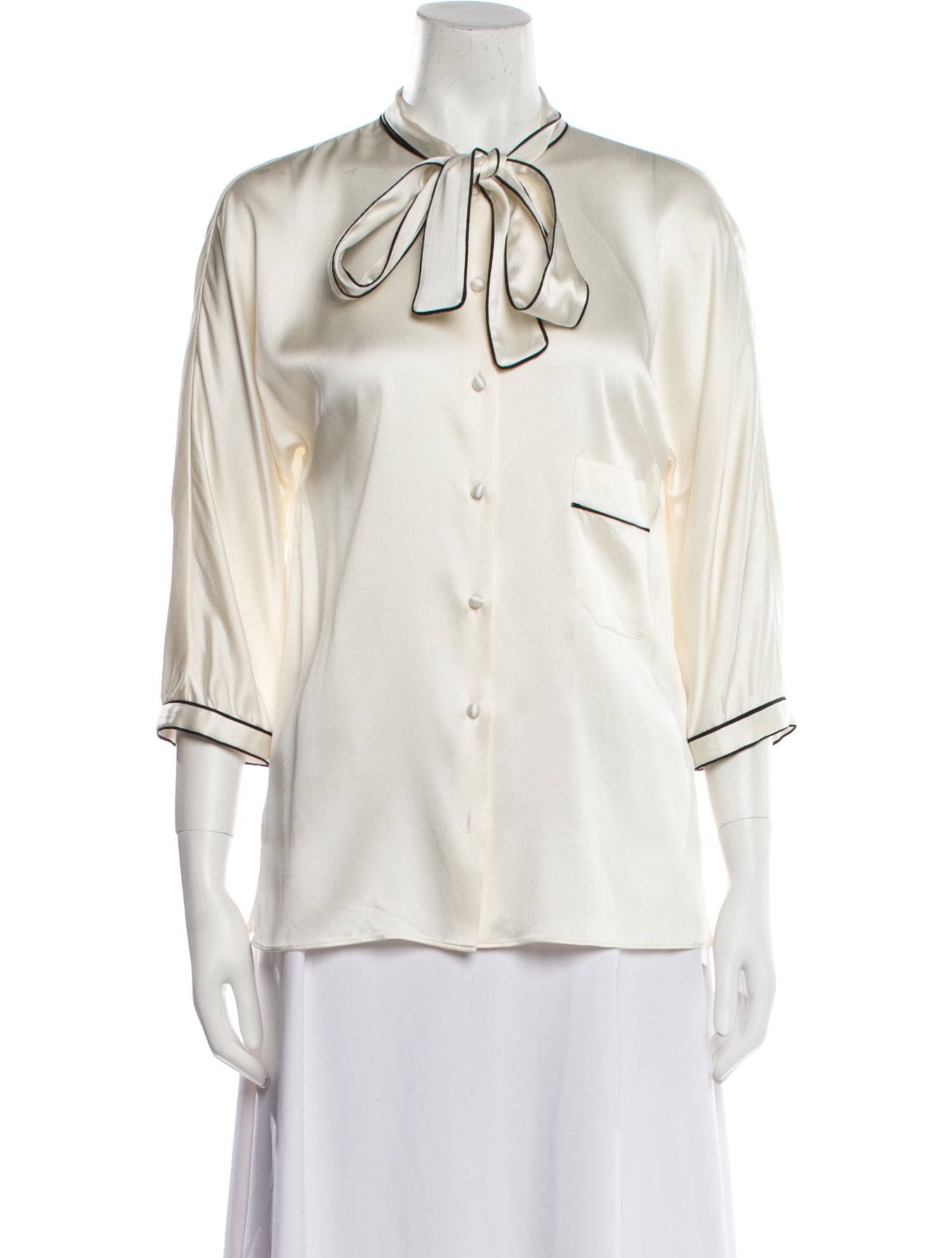 Dolce & Gabbana Silk V-Neck Blouse - Neutrals Tops, Clothing ...