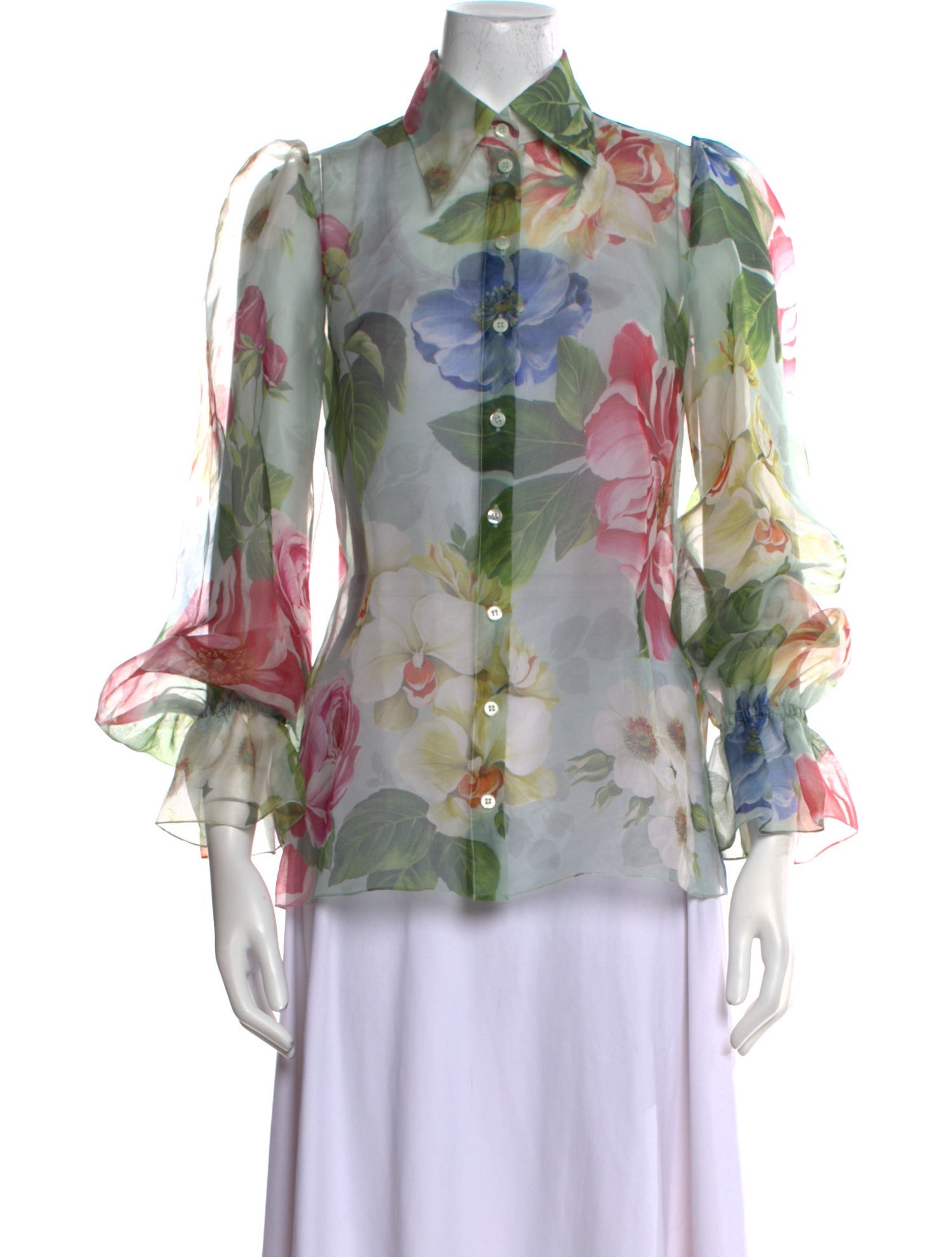 Dolce & Gabbana Silk Floral Print Blouse - White Tops, Clothing ...