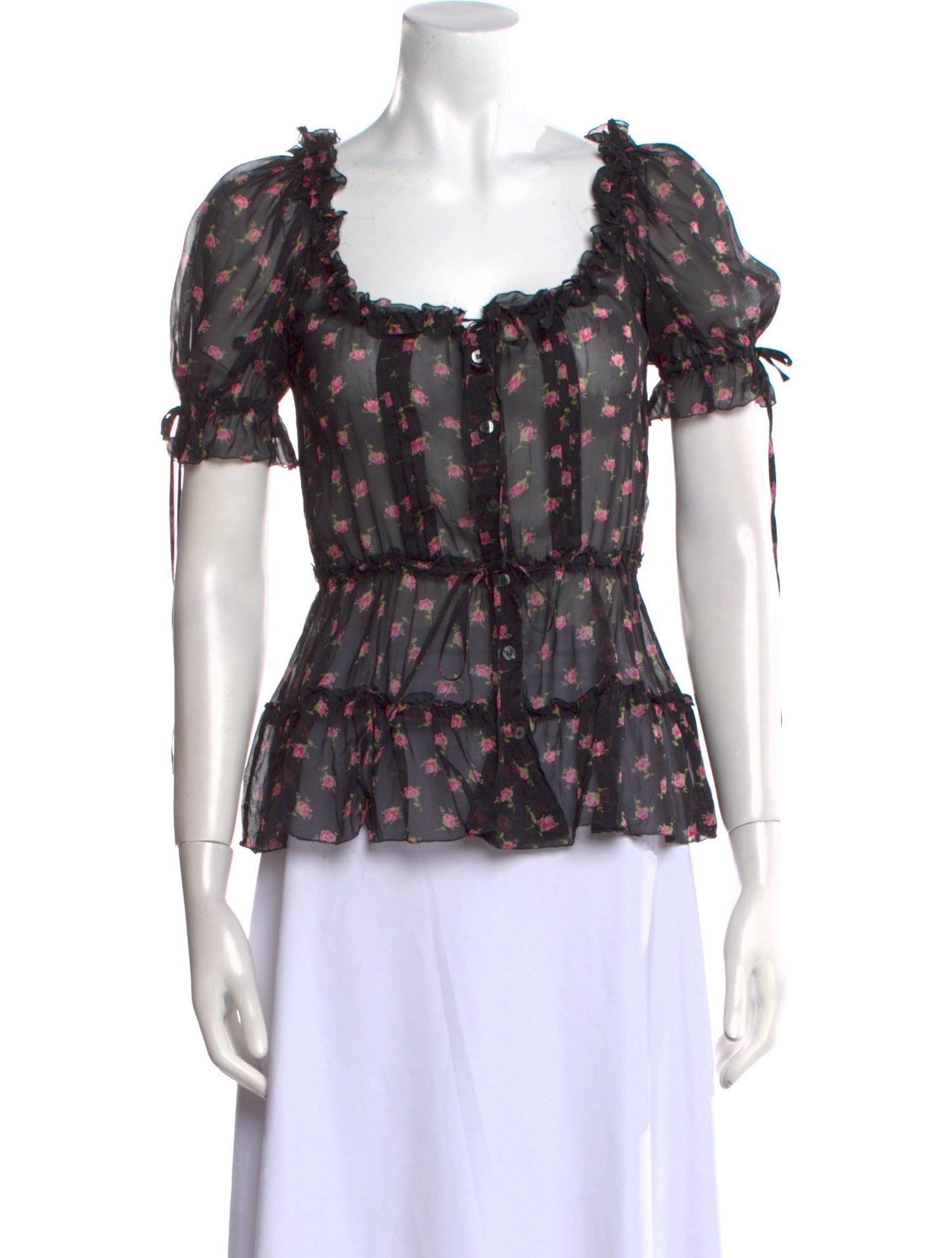 Dolce & Gabbana Silk Floral Print Blouse - Black Tops, Clothing ...