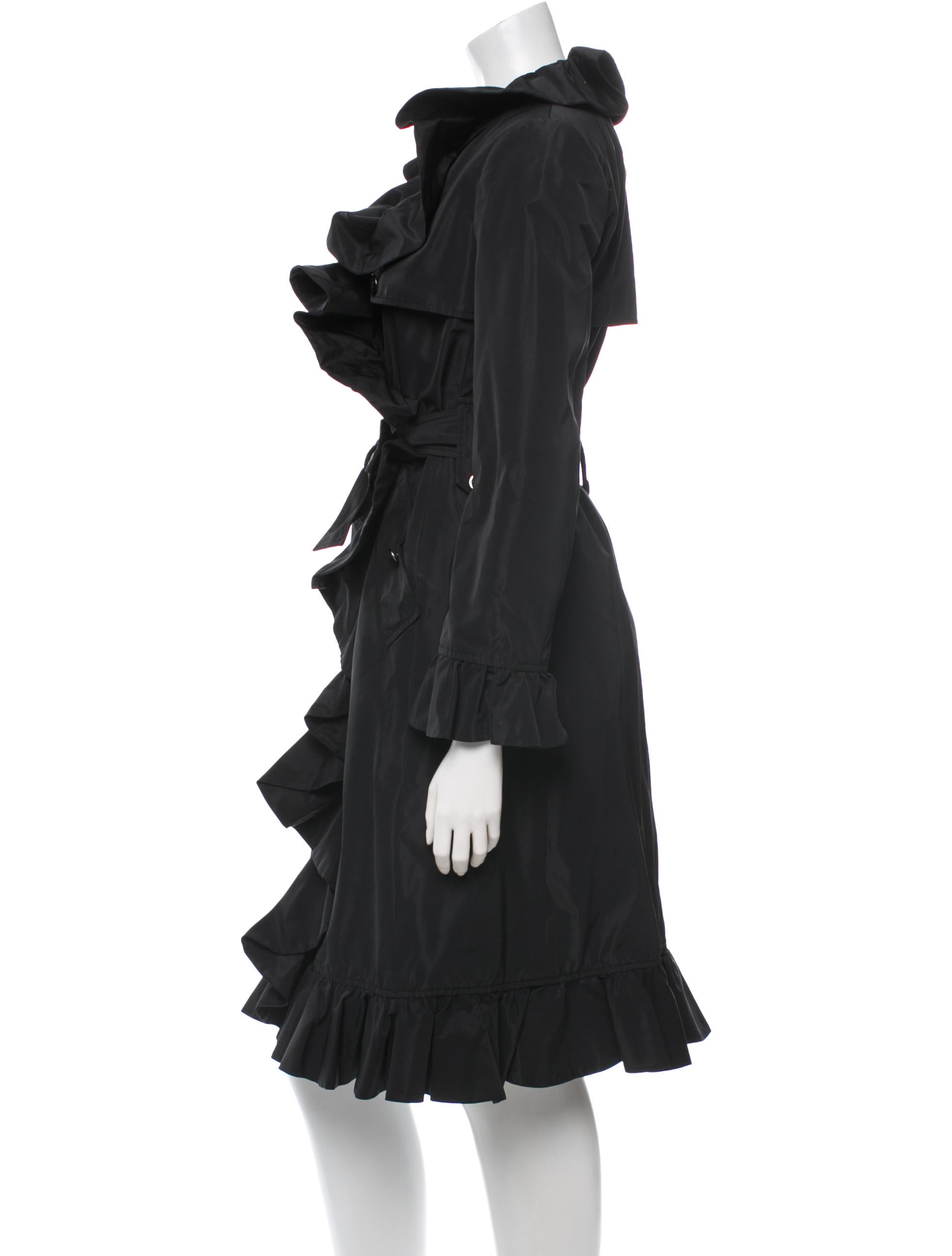 Dolce & Gabbana Ruffle-Trimmed Trench Coat - Black Coats, Clothing ...