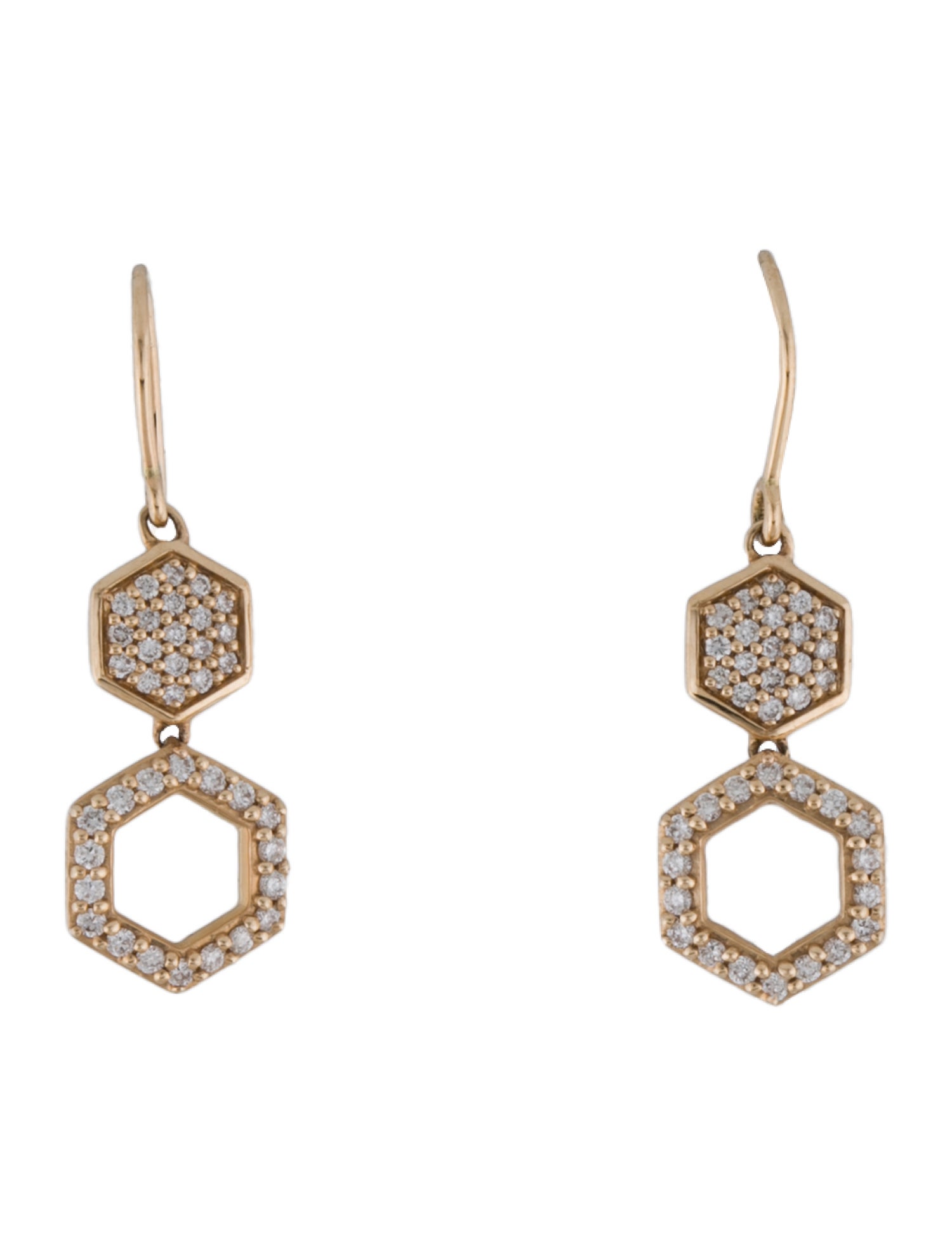 Dana Rebecca Designs 14K Diamond Hexagon Drop Earrings - 14K Yellow Gold Drop, Earrings ...