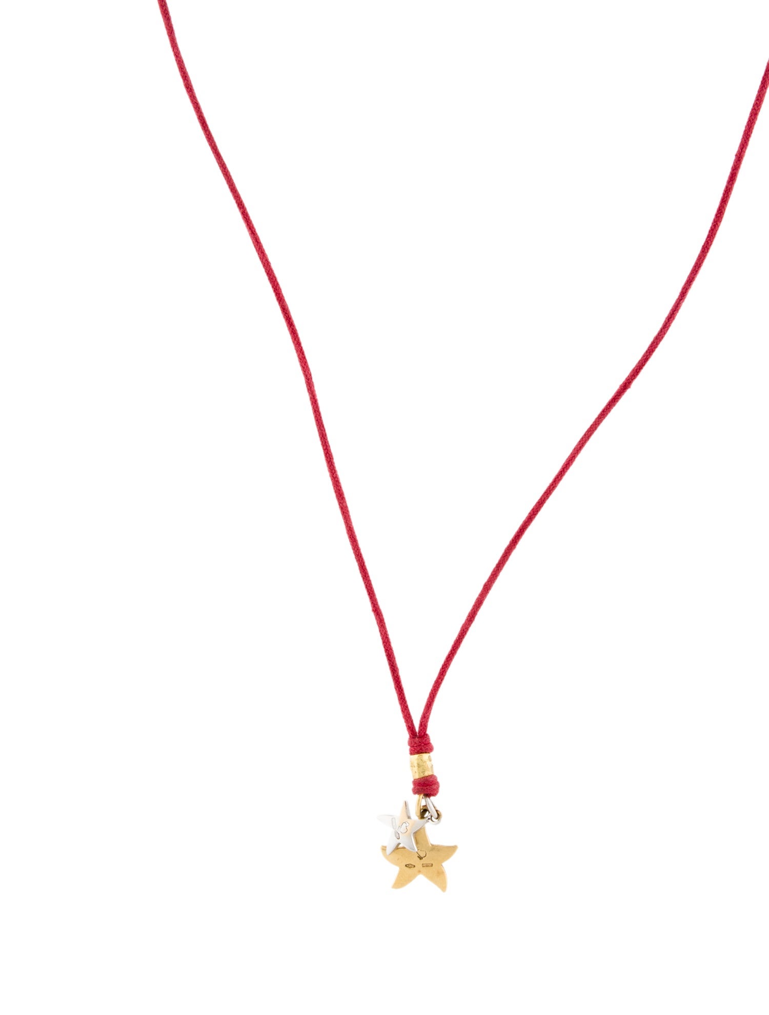 Dodo 18K Diamond & Cord Double Star Charm Necklace - Red, 18K Yellow ...