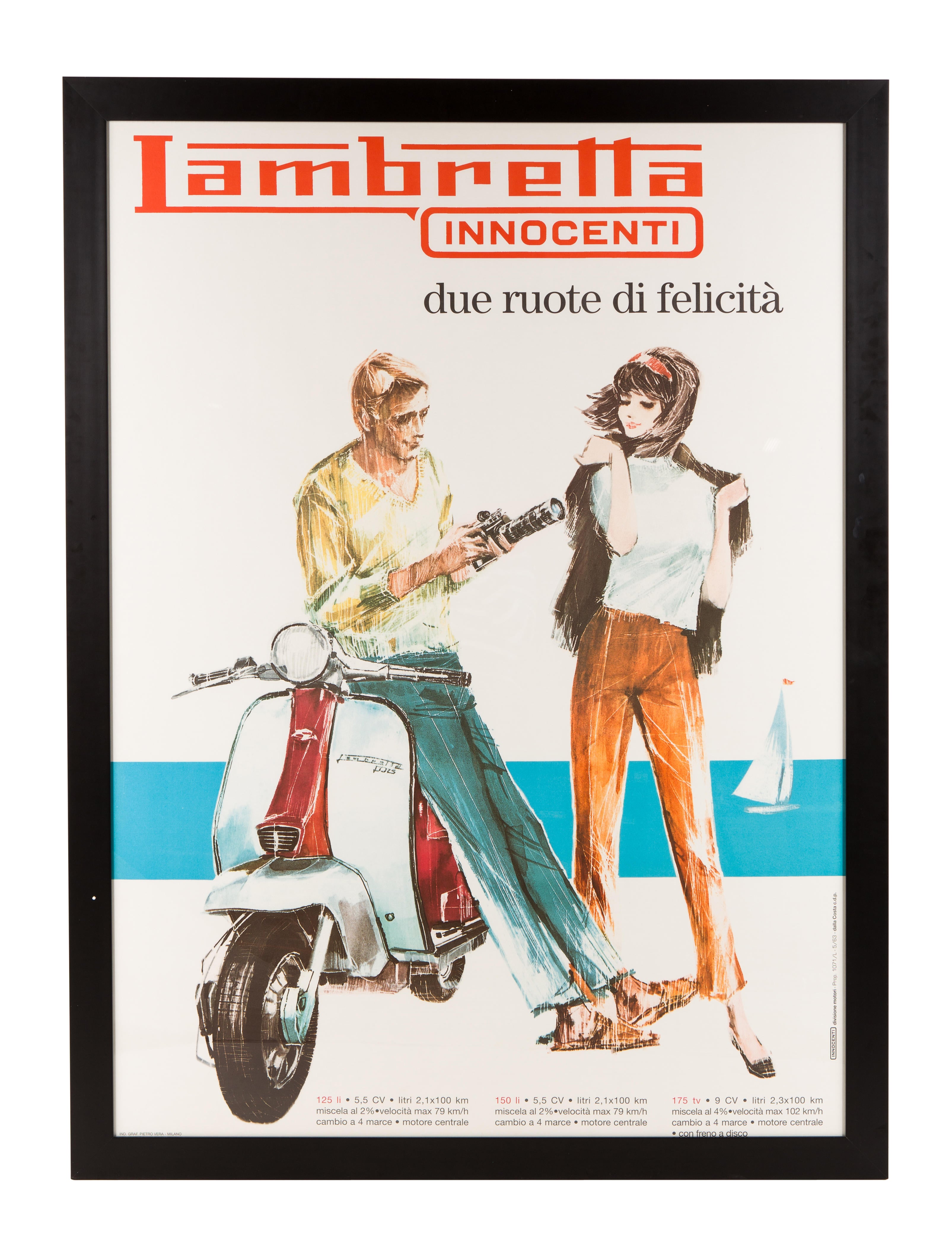 Decor Vintage Italian Lambretta Innocenti Poster - Black Wall Decor ...