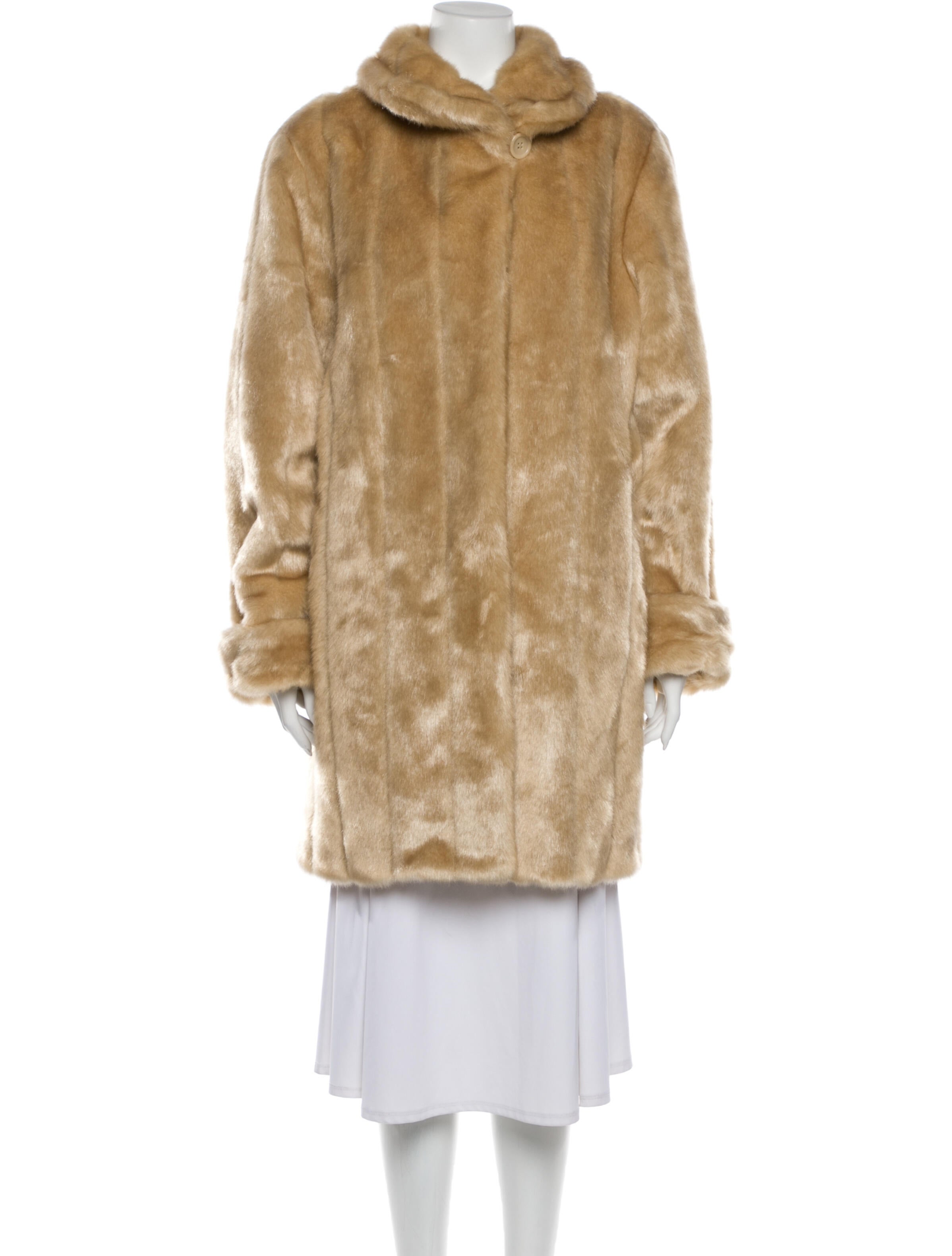 Dennis Basso Faux Fur Coat Neutrals Coats Clothing Den21351 The Realreal