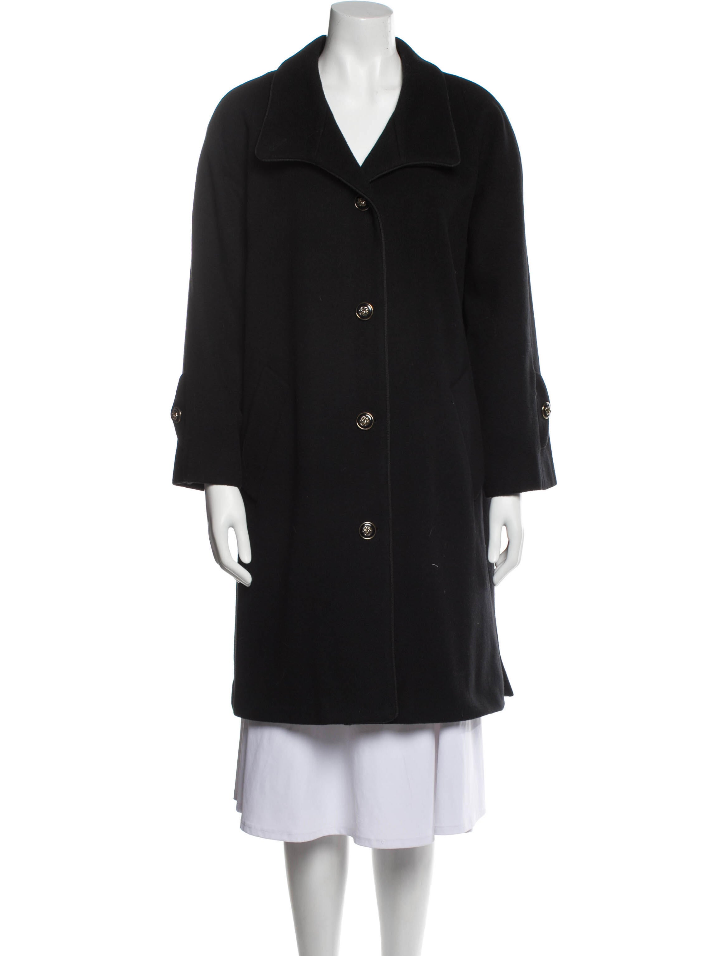 Dennis Basso Trench Coat Black Coats Clothing Den22269 The Realreal