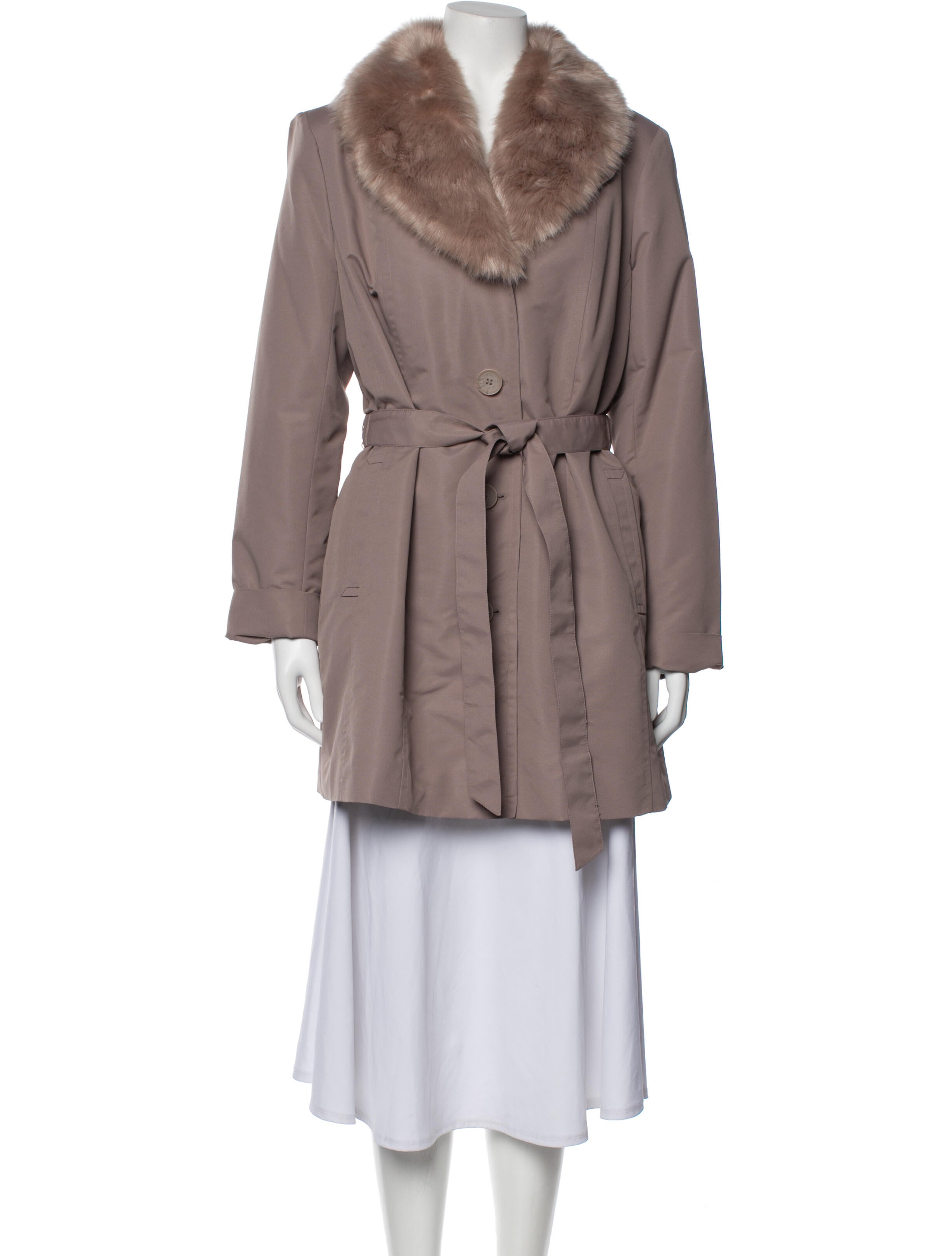 Dennis Basso Faux Fur Coat Neutrals Coats Clothing Den22298 The Realreal