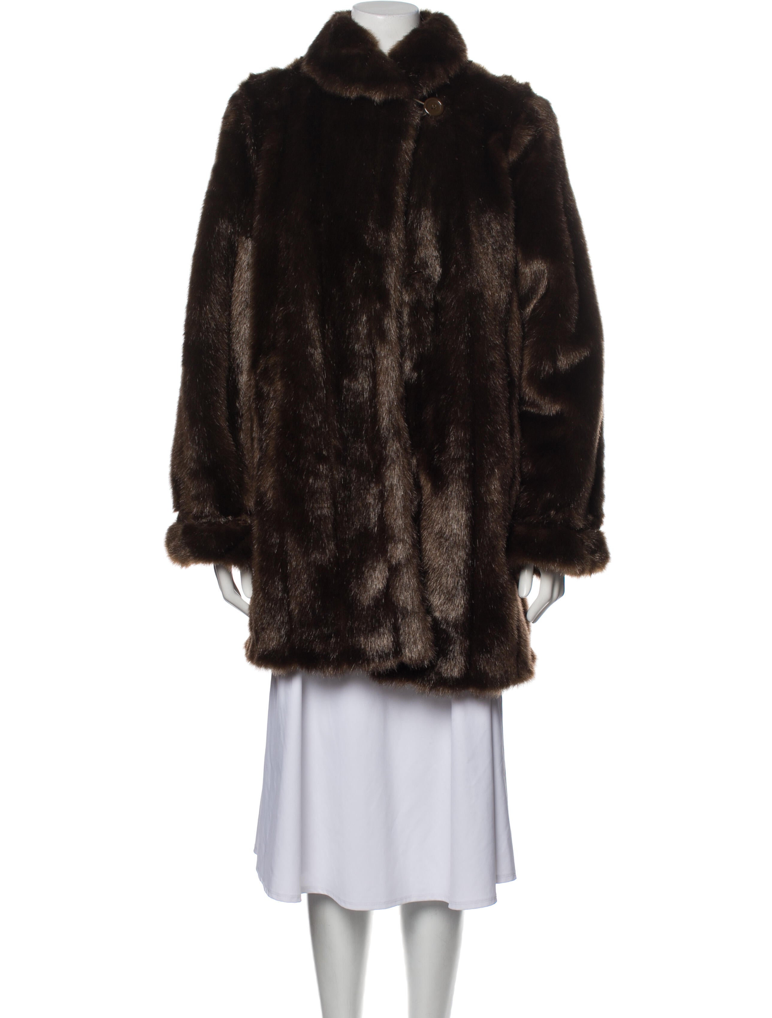 Dennis Basso Faux Fur Coat Brown Coats Clothing Den22306 The Realreal