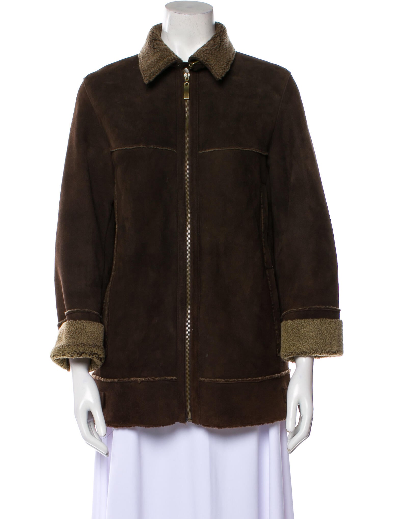 Dennis Basso Shearling Fur Jacket Brown Jackets Clothing Den22408 The Realreal