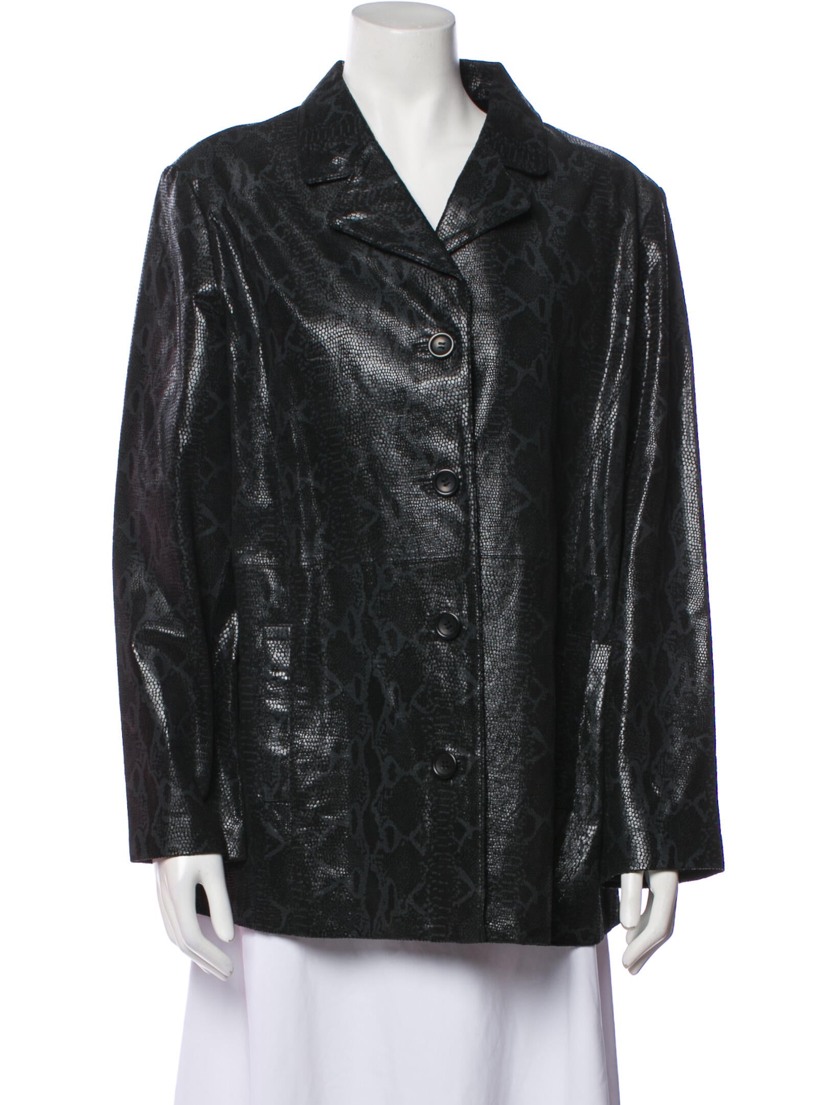 Dennis Basso Leather Evening Jacket Black Jackets Clothing Den23381 The Realreal