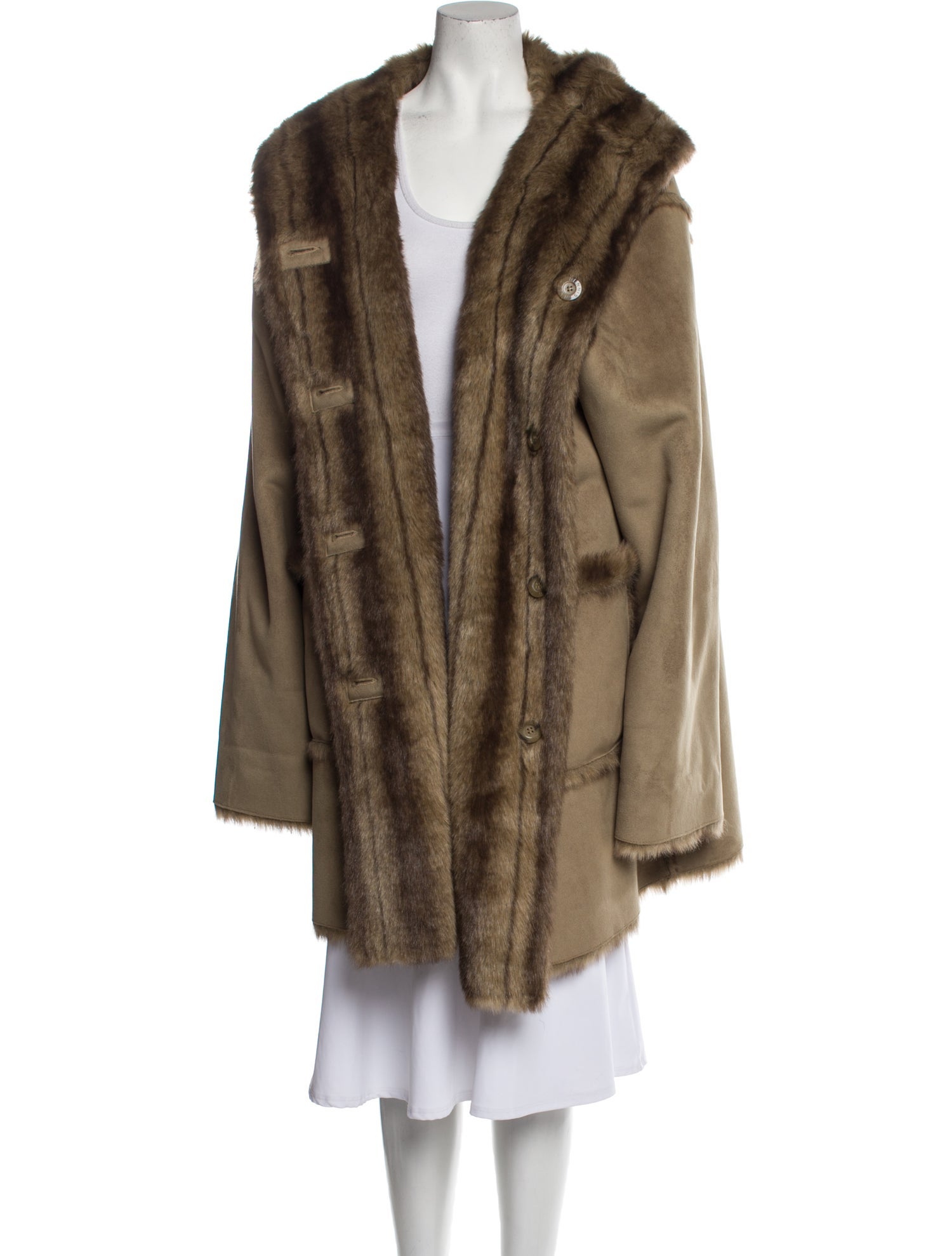 Dennis Basso Faux Fur Coat Neutrals Coats Clothing Den23652 The Realreal