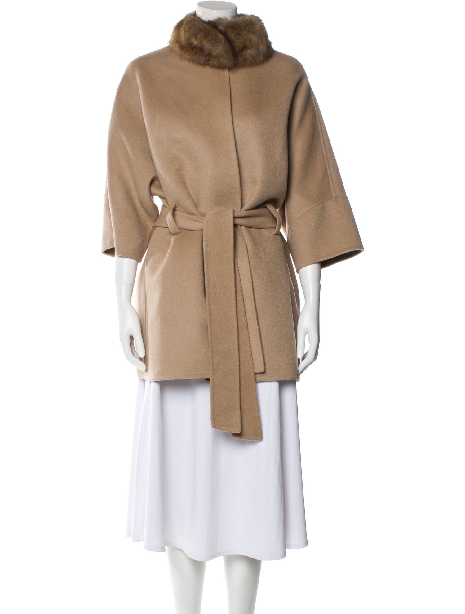 Dennis Basso Cashmere Trench Coat Neutrals Coats Clothing Den24020 The Realreal