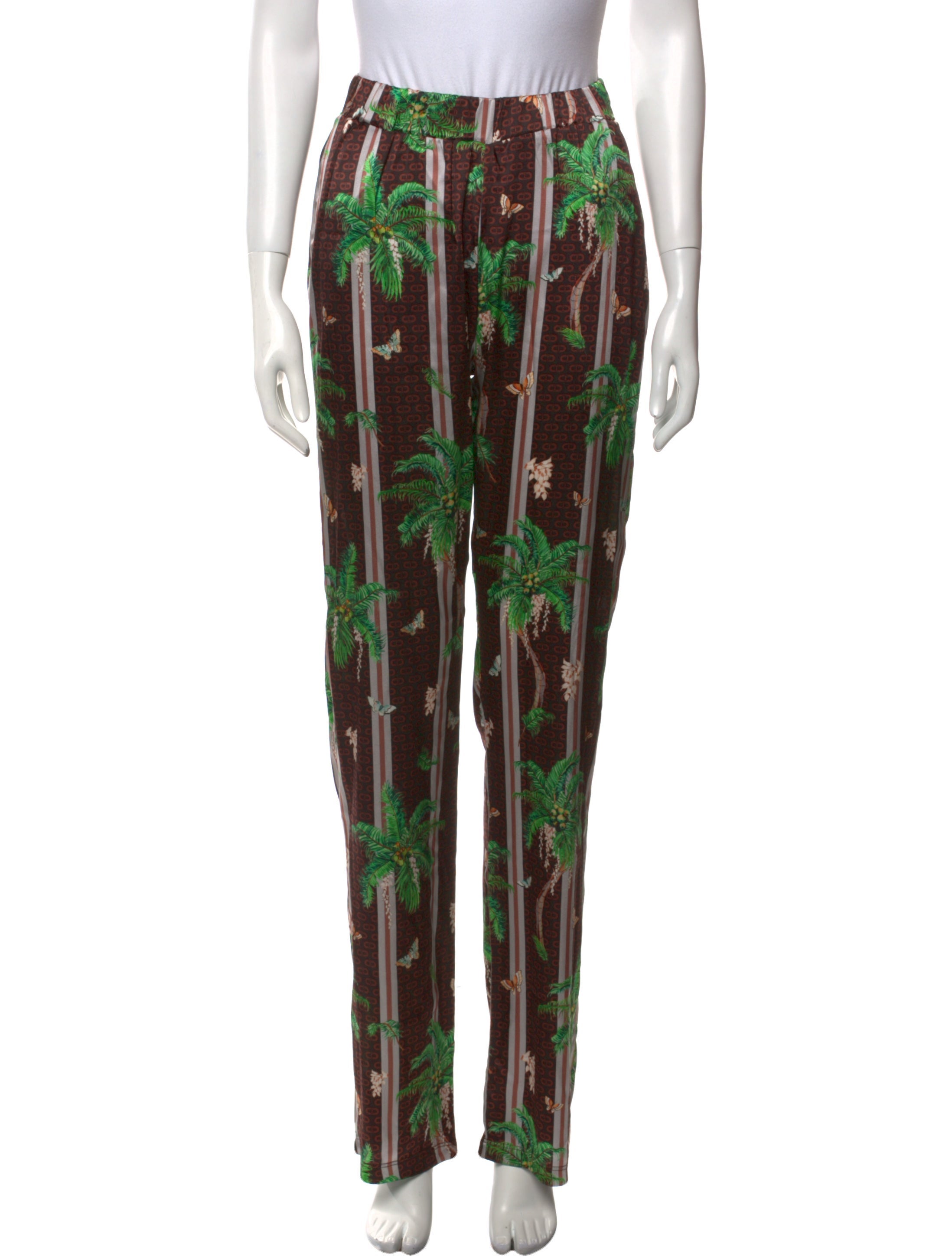 Dee Ocleppo Silk Straight Leg Pants - Brown, 11.25" Rise Pants ...