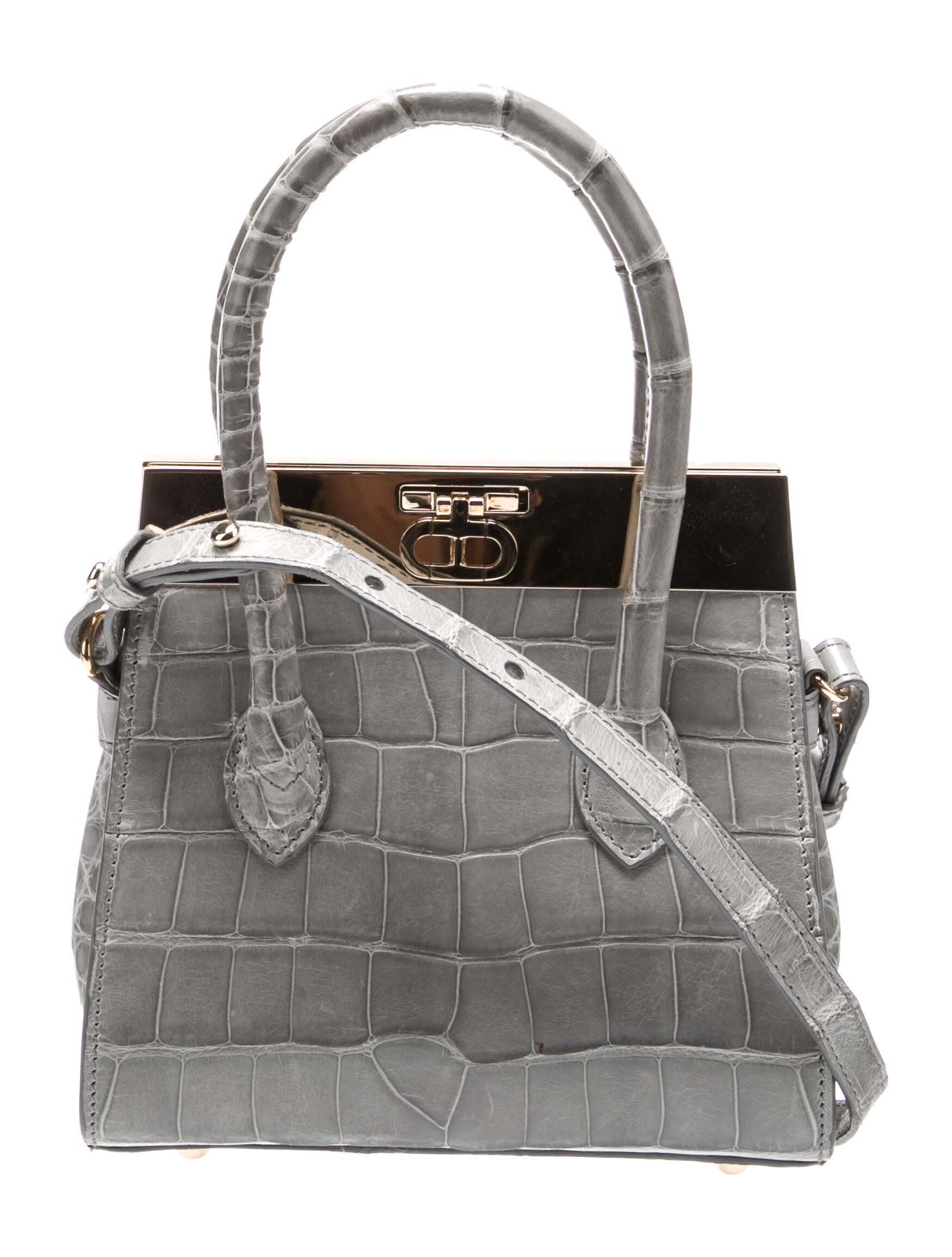 Dee Ocleppo Roma Mini Crocodile Tote - Grey Crossbody Bags, Handbags - DEOCP20127 | The RealReal