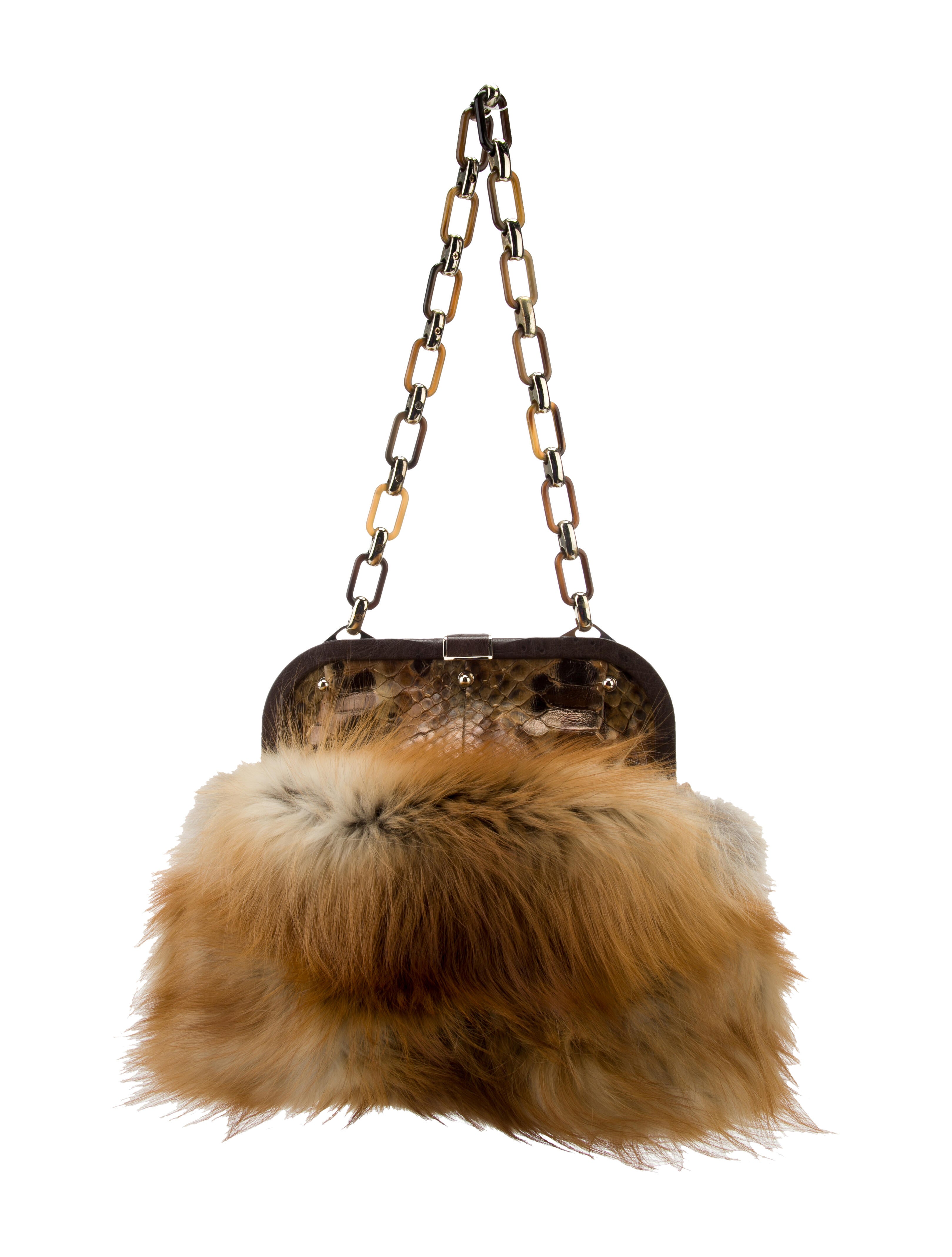 Dee Ocleppo Fur & Ostrich Frame Shoulder Bag - Brown Shoulder Bags ...