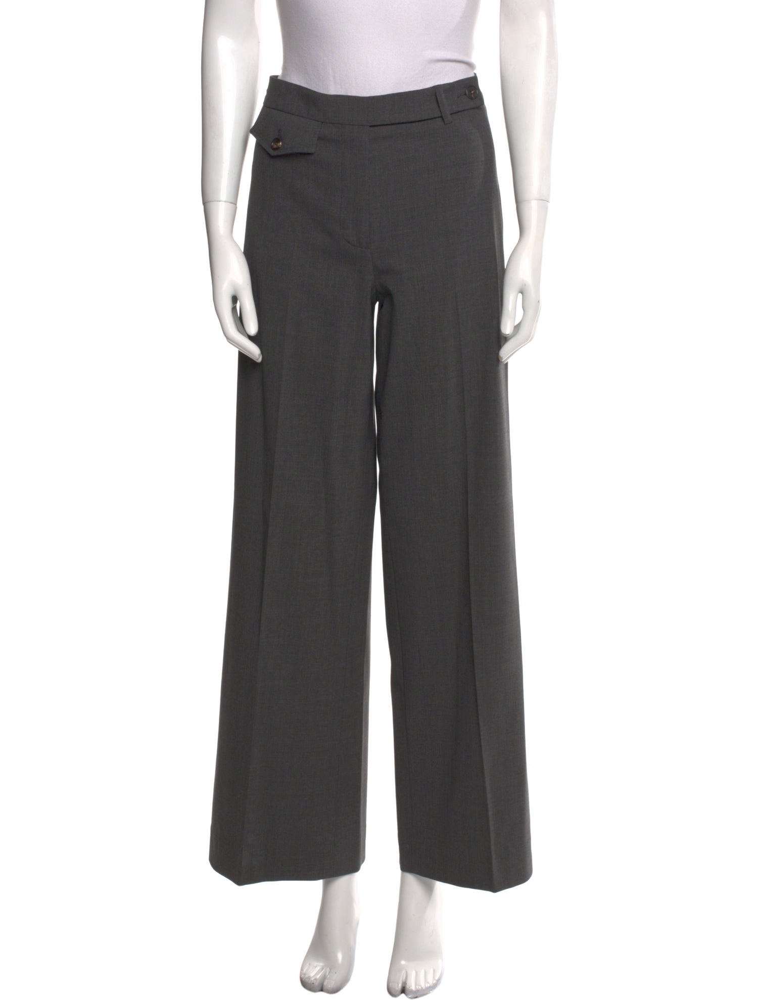 Derek Lam Wool Wide Leg Pants - Grey, 12.5" Rise Pants, Clothing ...