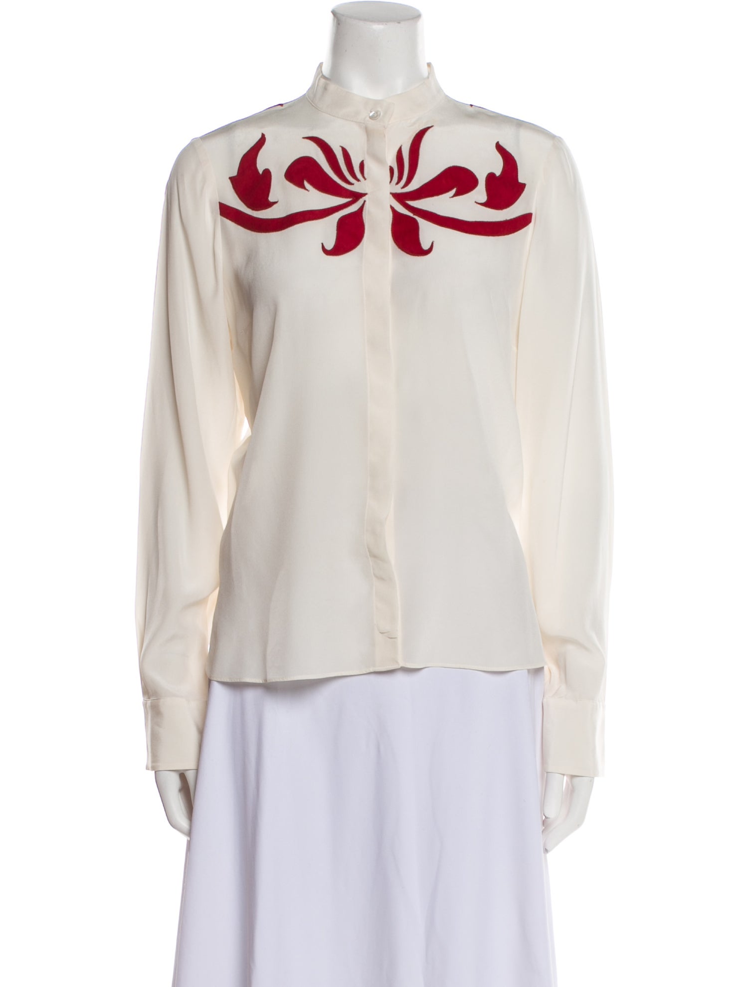 Derek Lam Silk Mock Neck Button-Up Top - Neutrals Tops, Clothing ...