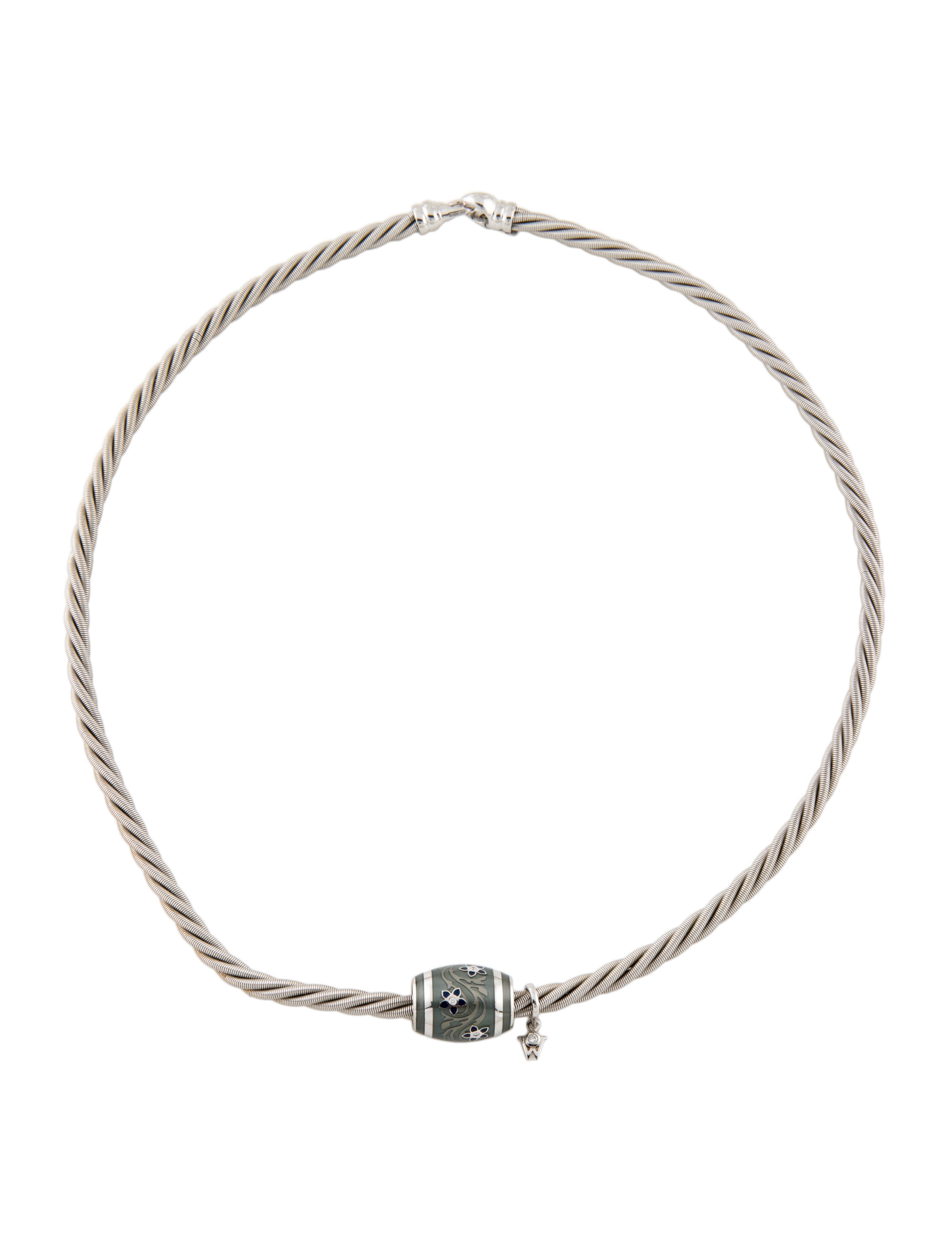 Wellendorff 18K Diamond Enamel Rondel Pendant Necklace - Pendant ...