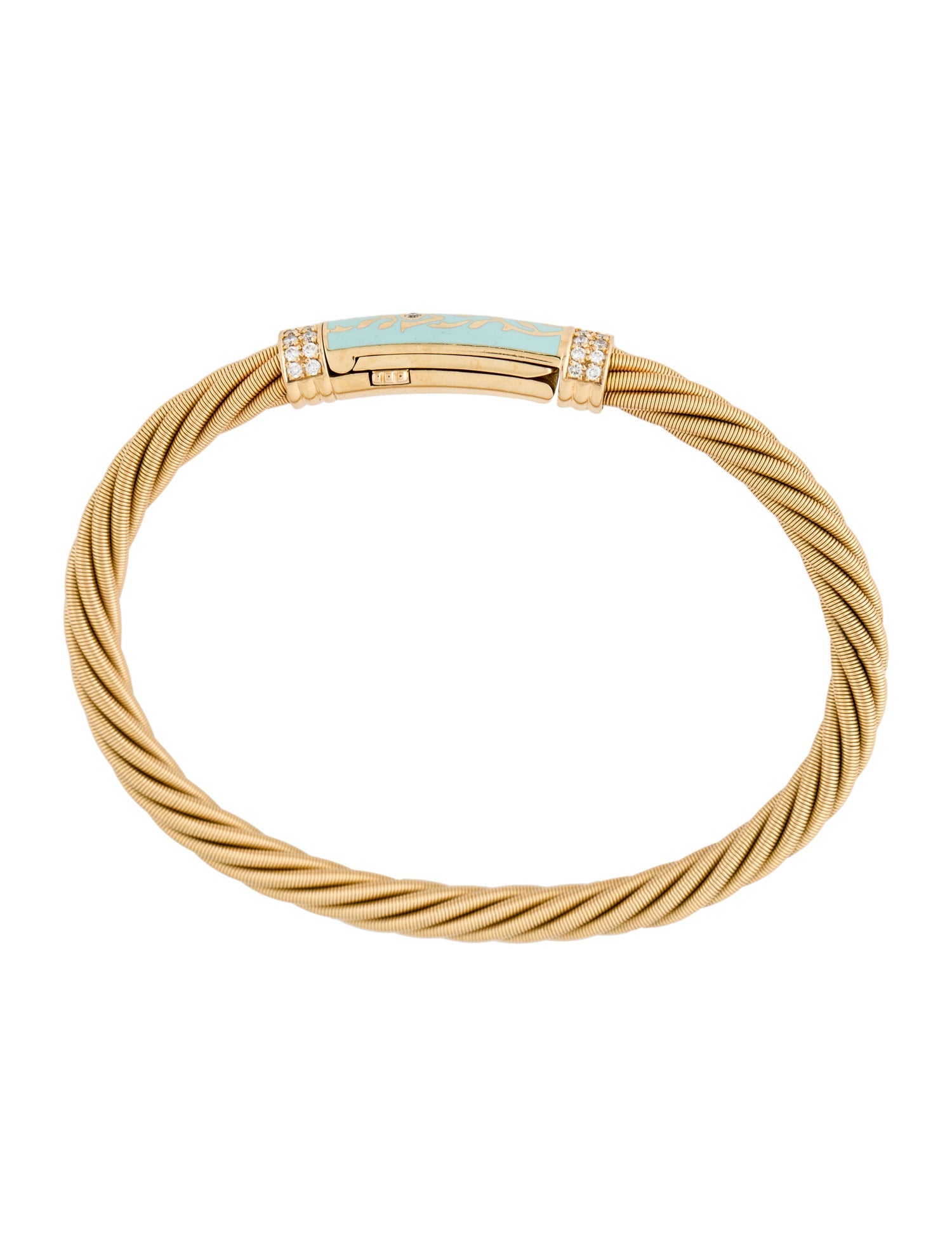 Wellendorff 18K Diamond & Aqua Enamel Woven Bangle - 18K Yellow Gold ...