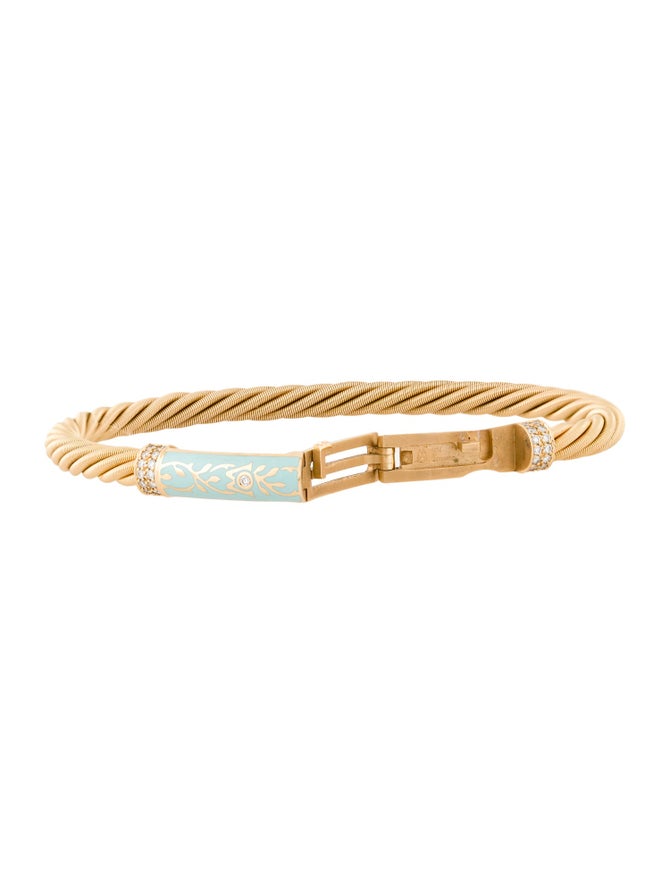 Wellendorff 18K Diamond & Aqua Enamel Woven Bangle - 18K Yellow Gold ...