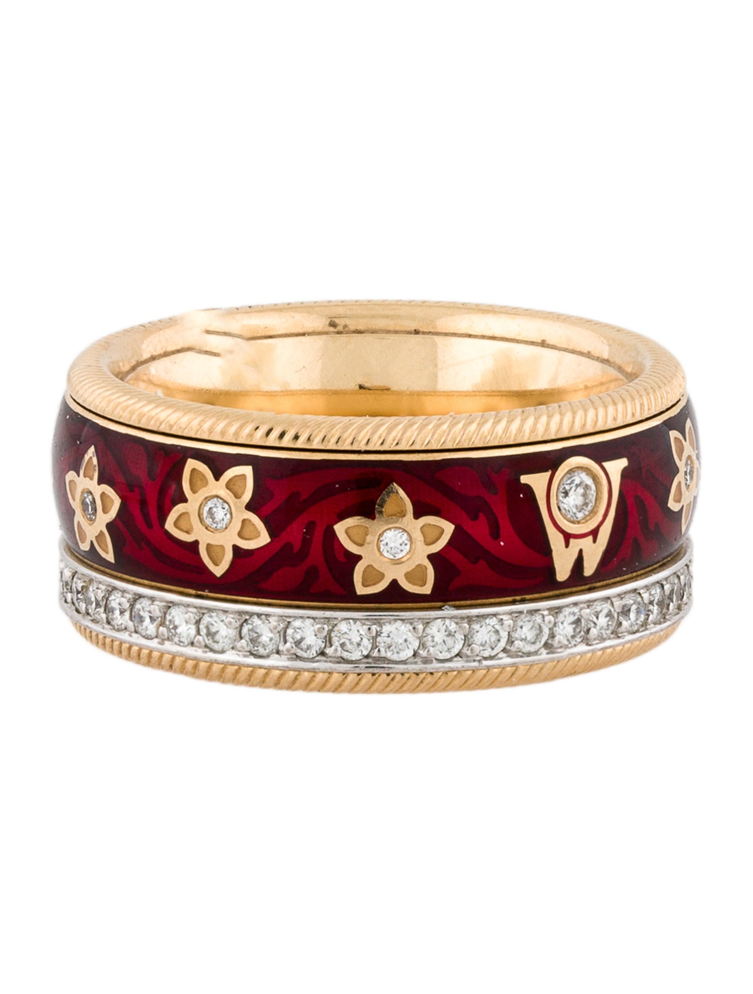 Wellendorff 18k Diamond Enamel 'Red Silk' Spinning Eternity Band - 18K ...