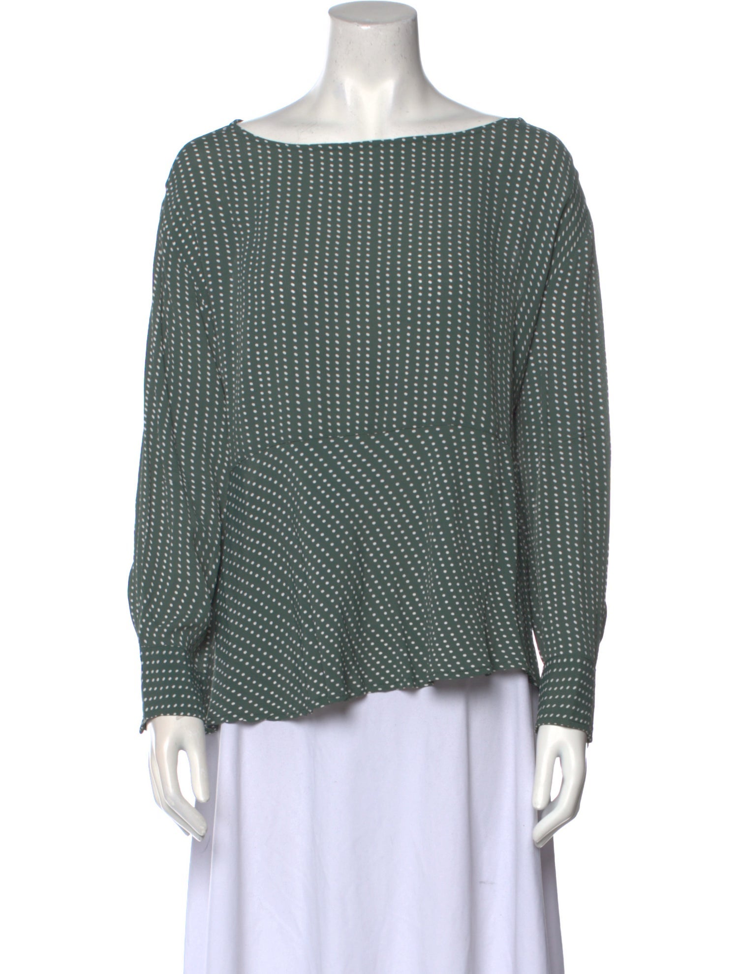 Nue Notes Polka Dot Print Bateau Neckline Blouse - Green Tops, Clothing ...