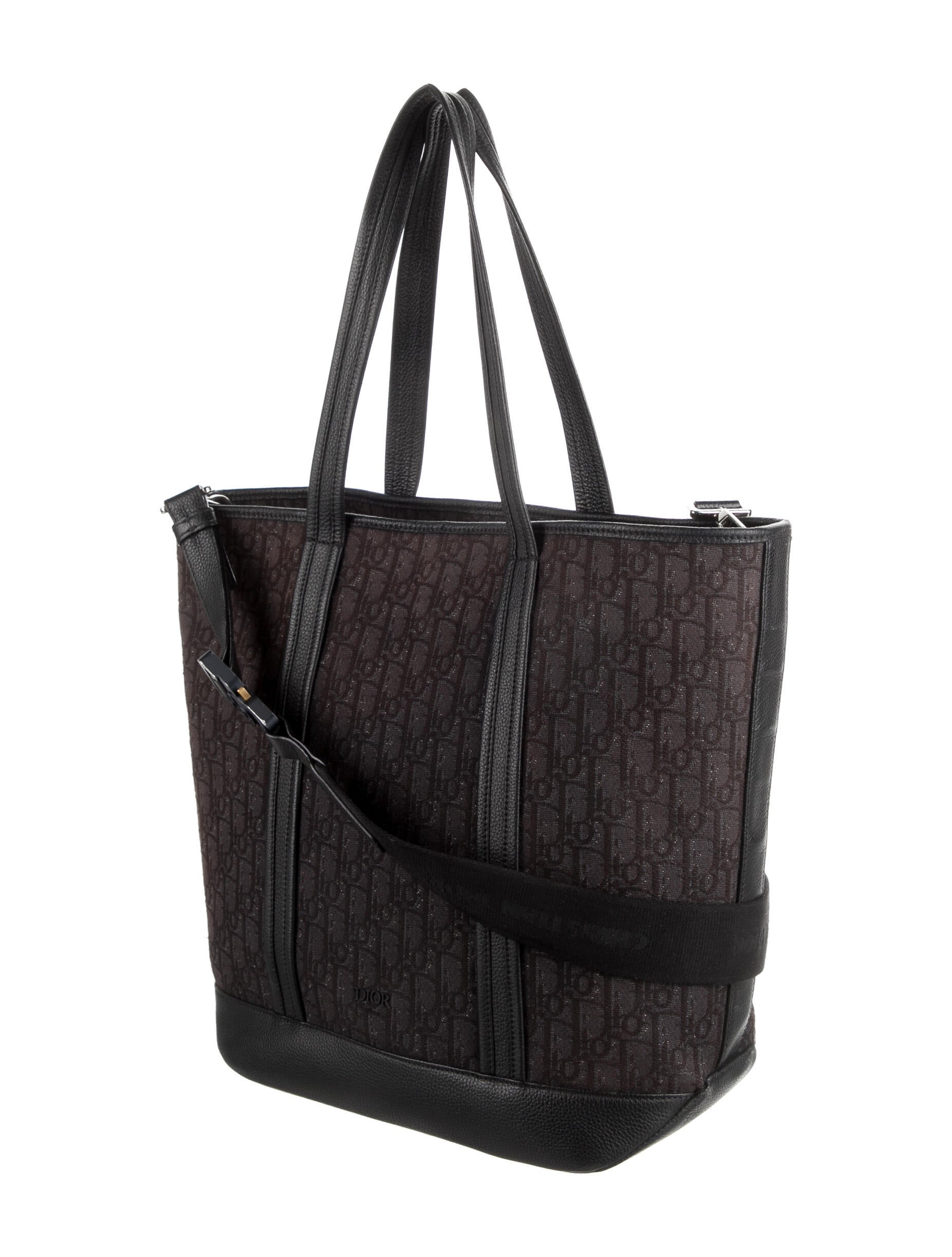DIOR MEN Leather-Trimmed Oblique Voyage Tote - Brown Totes, Bags ...