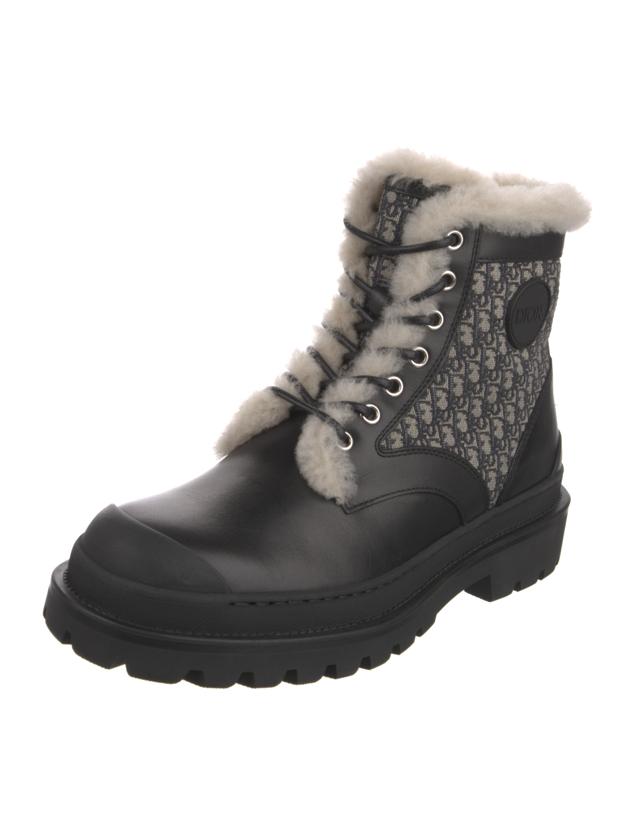 DIOR MEN Oblique Explorer Leather Combat Boots - Black Boots, Shoes ...