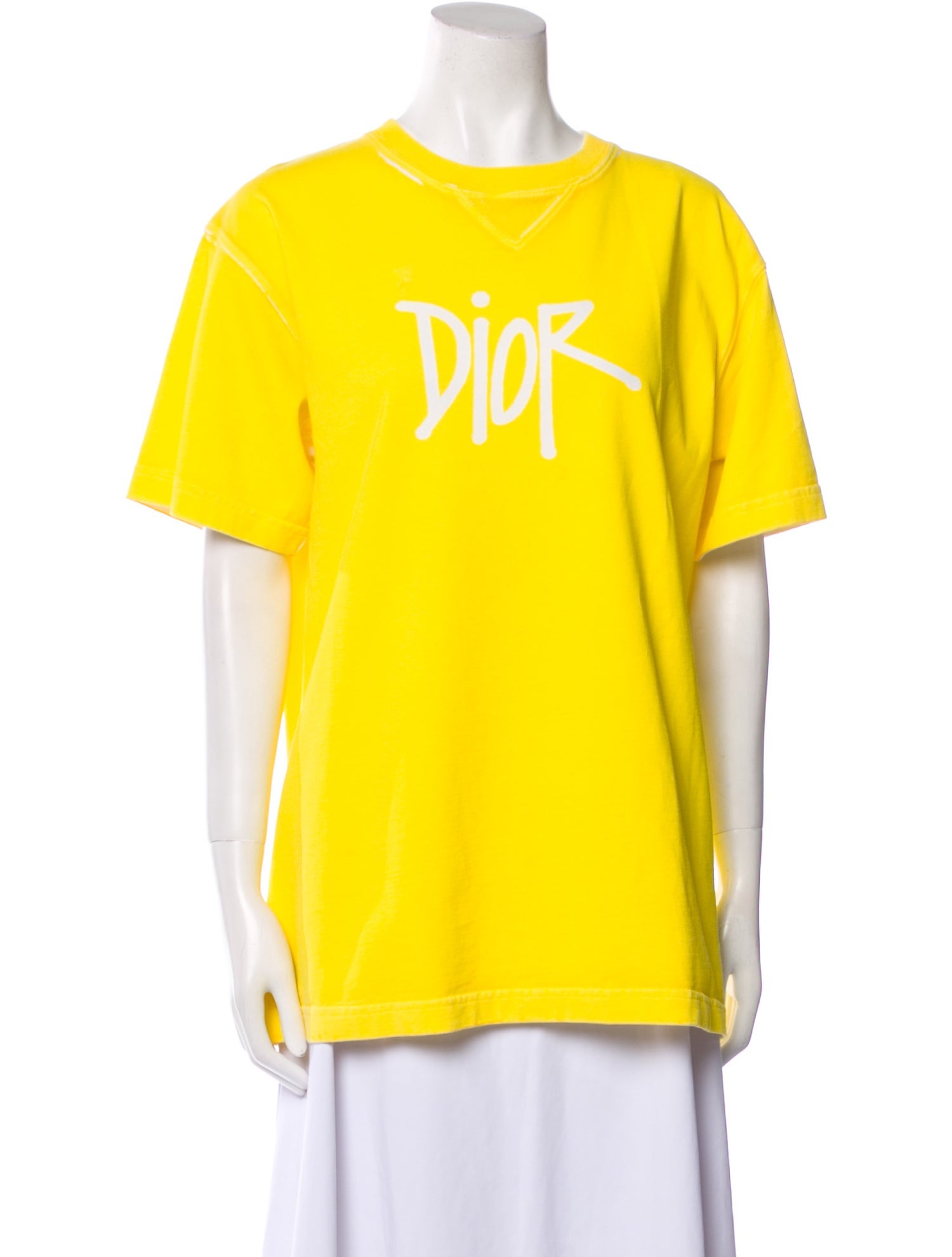 DIOR x Shawn Stussy Graphic Print Crew Neck T-Shirt - Yellow T-Shirts ...