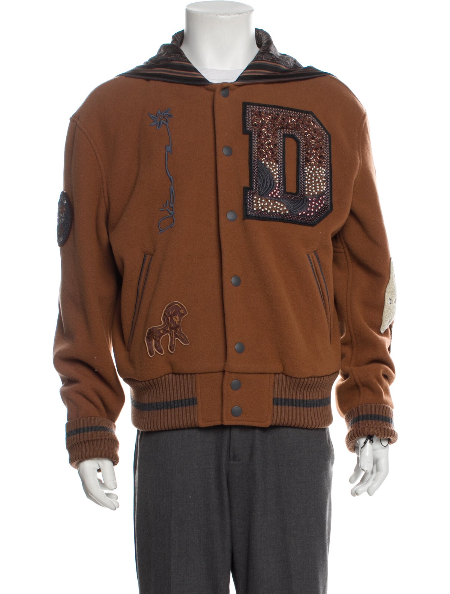 Cactus Jack Dior 2022 Oblique Jacquard Varsity Jacket - Brown Outerwear ...